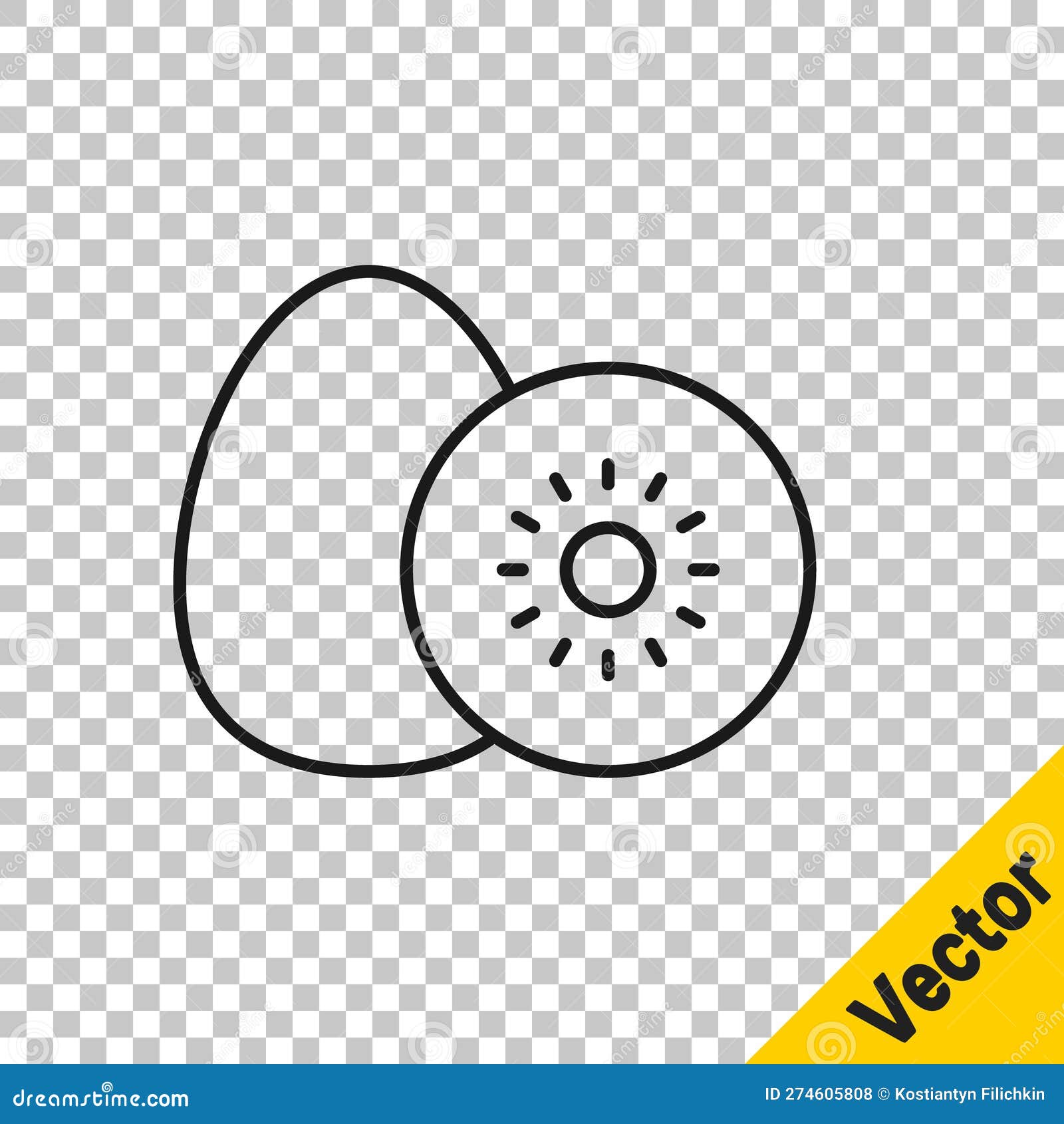 Line Kiwi Fruit And Half Isolated On White Background Illustration ...