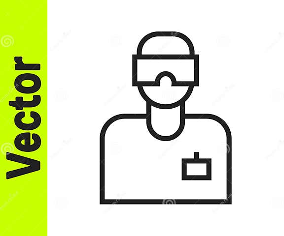 Black Line Laboratory Assistant Icon Isolated on White Background ...