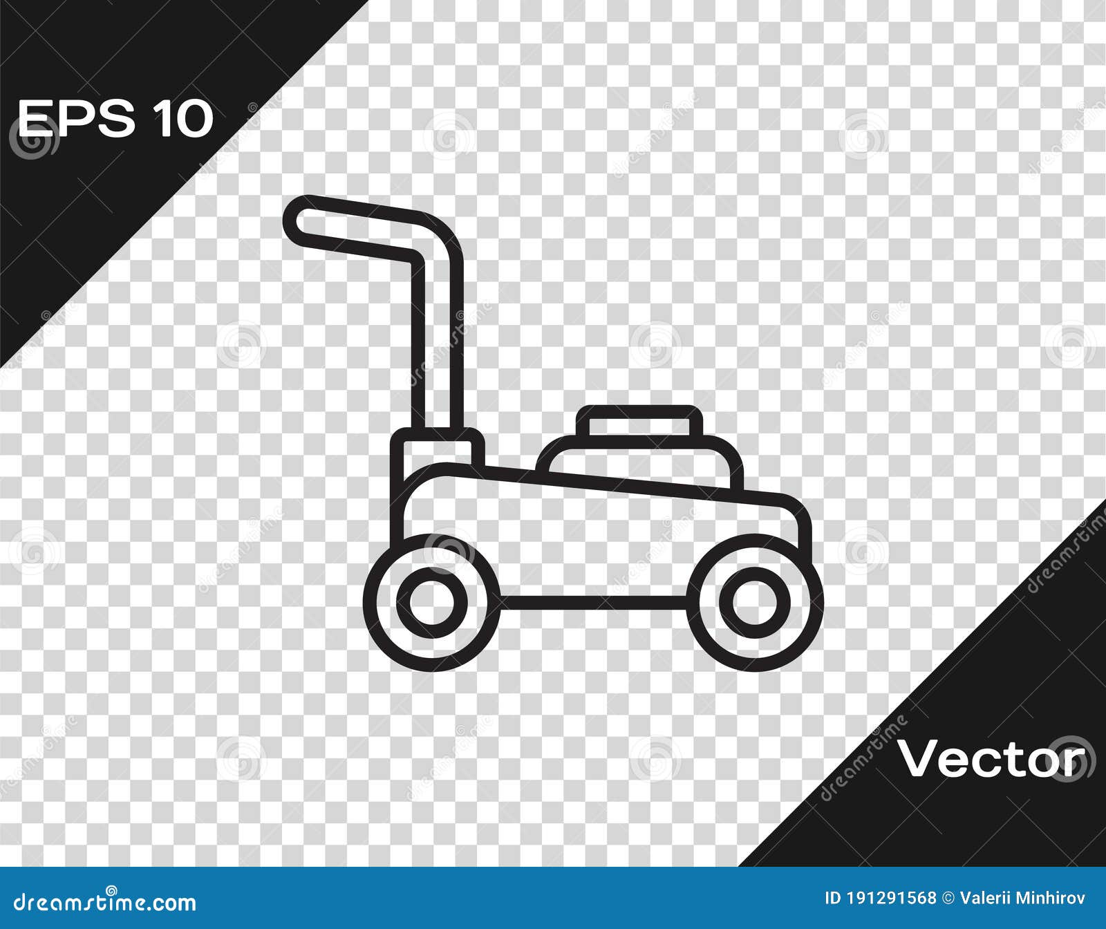 Black Line Lawn Mower Icon Isolated on Transparent Background. Lawn ...