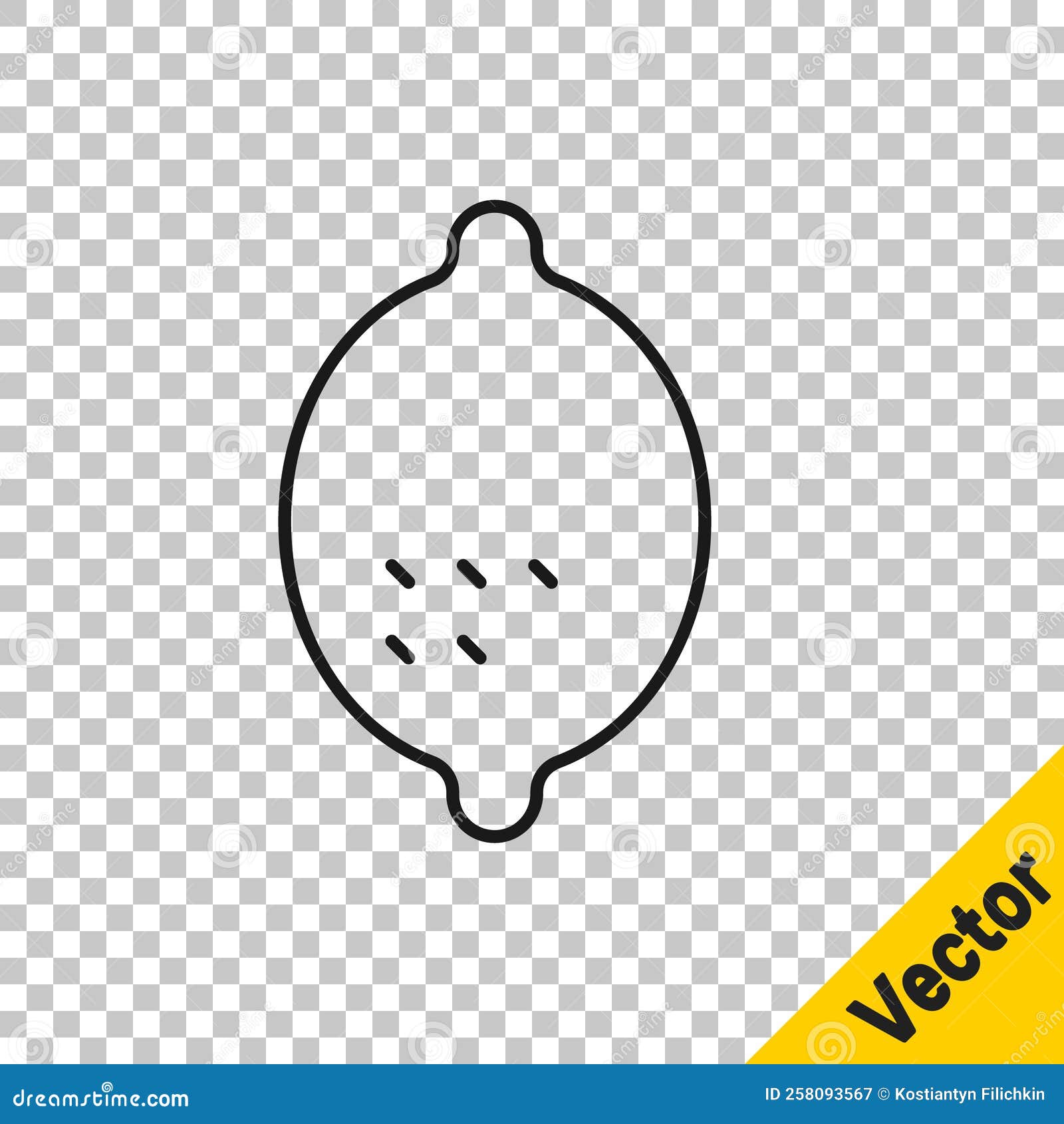 Black Line Lemon Icon Isolated on Transparent Background. Vector Stock ...