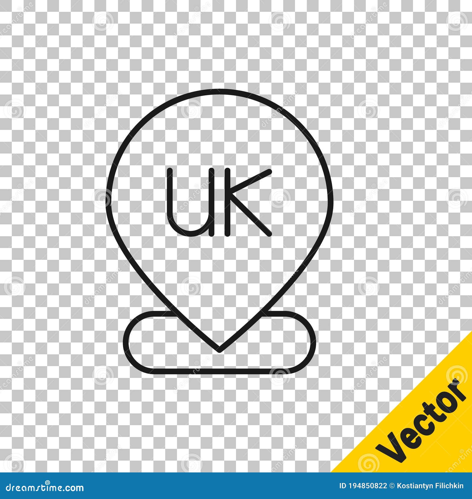 Black Line Location England Icon Isolated on Transparent Background ...