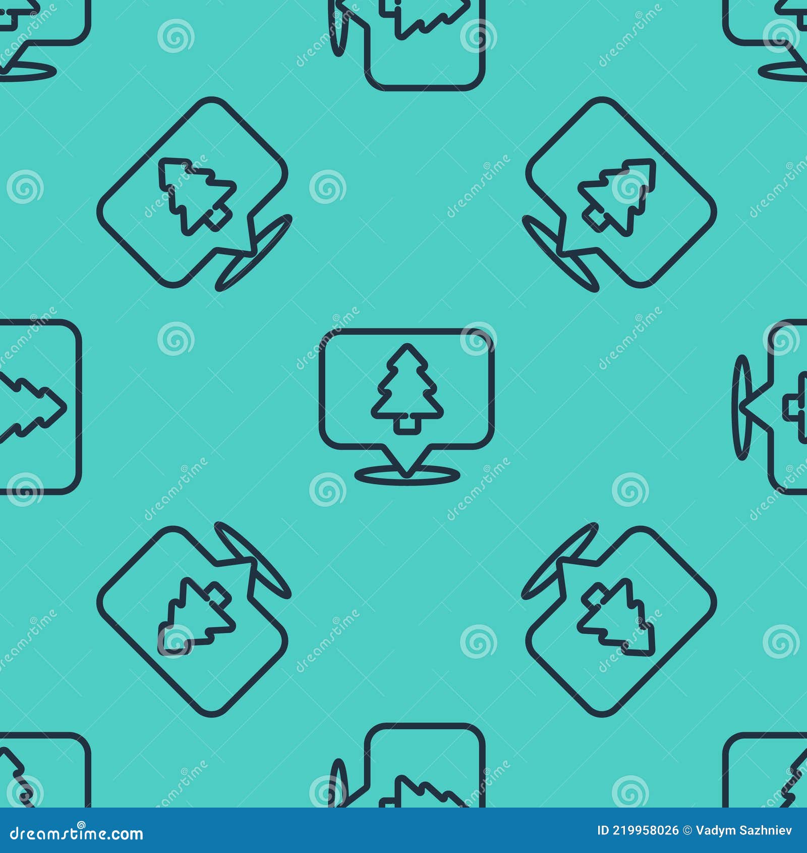 Black Line Location of the Forest on a Map Icon Isolated Seamless ...