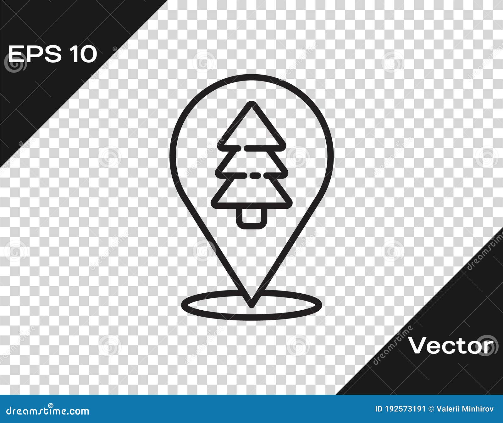 Black Line Location of the Forest on a Map Icon Isolated on Transparent ...