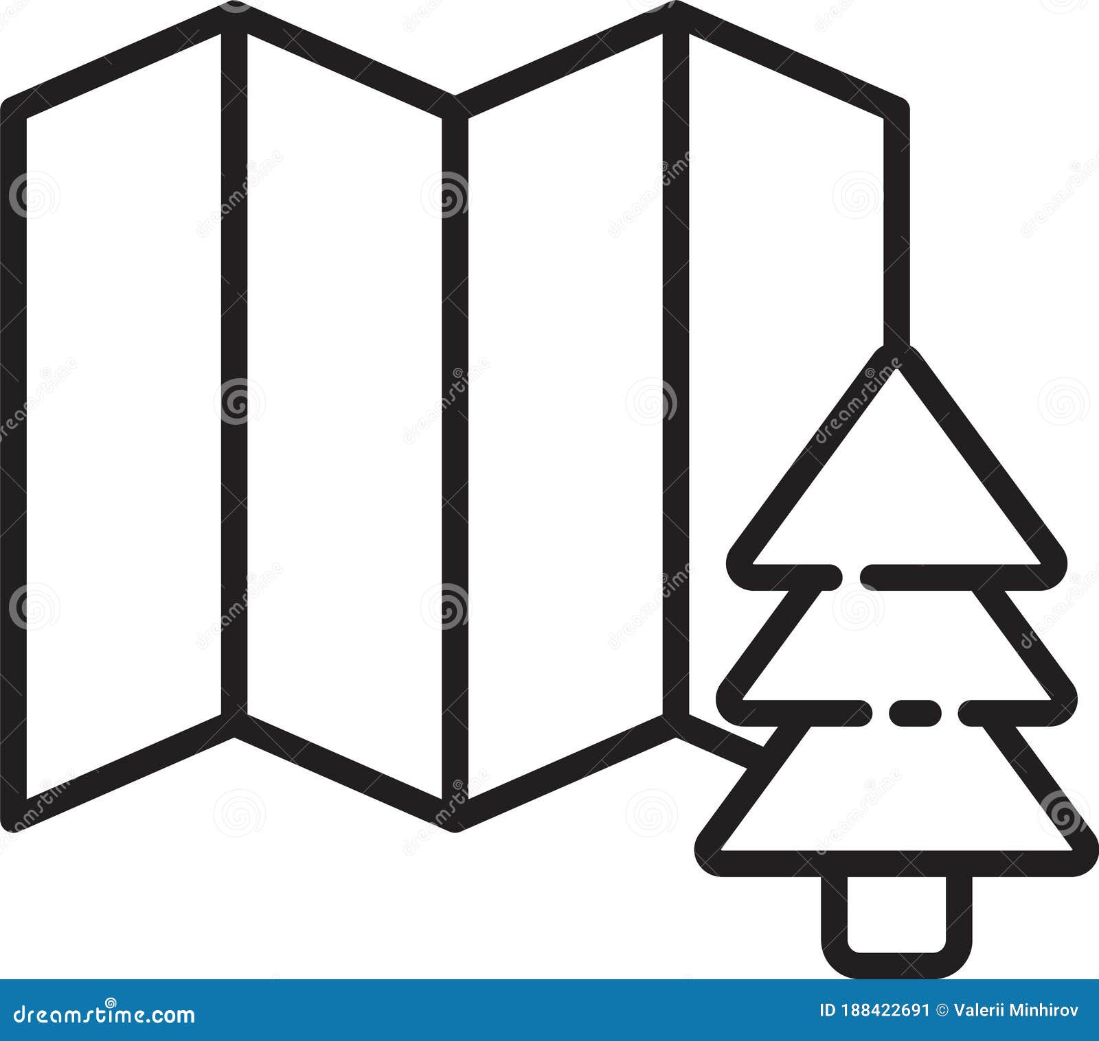 Black Line Location of the Forest on a Map Icon Isolated on White ...