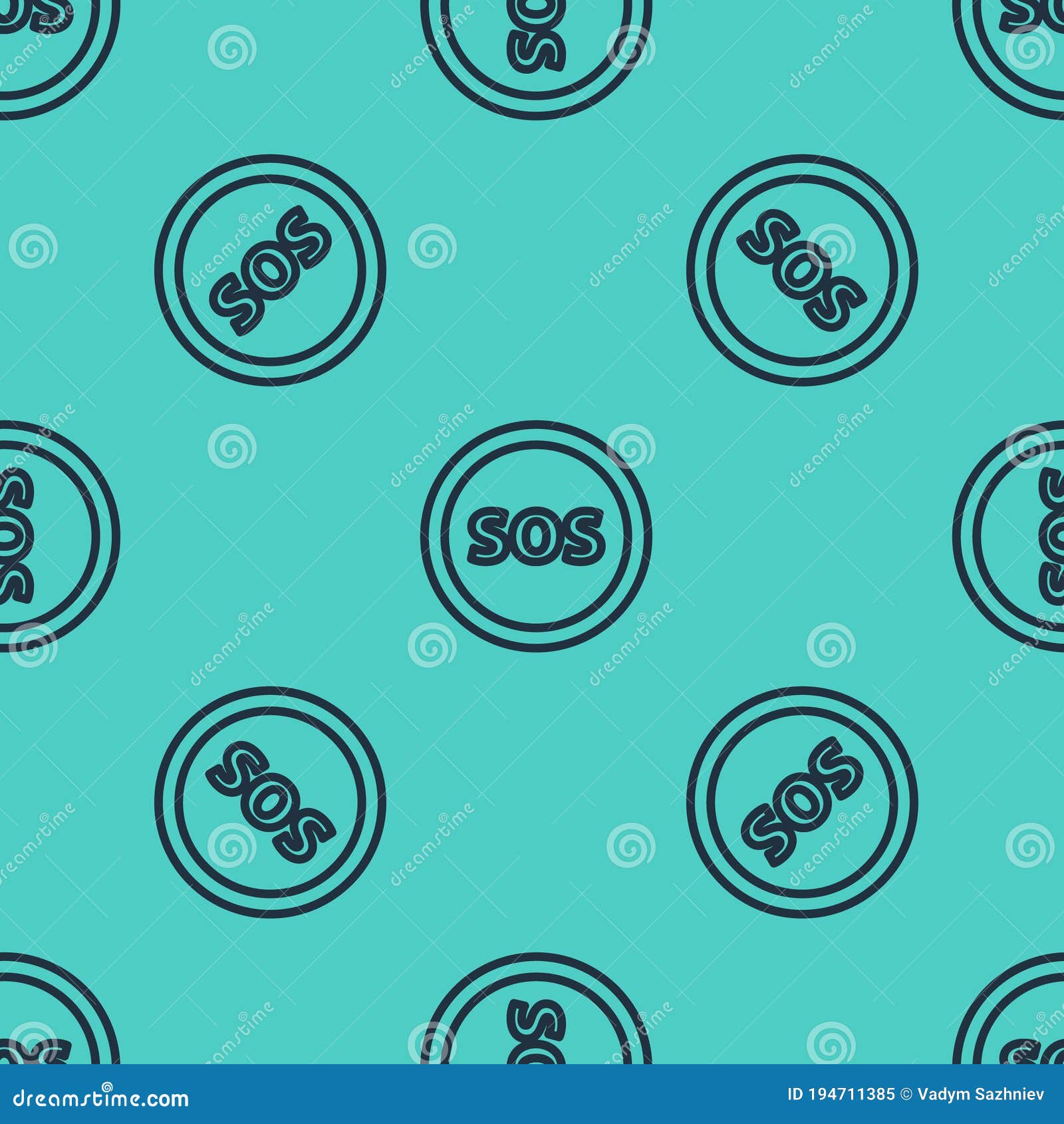 Black Line Location with SOS Icon Isolated Seamless Pattern on Green ...