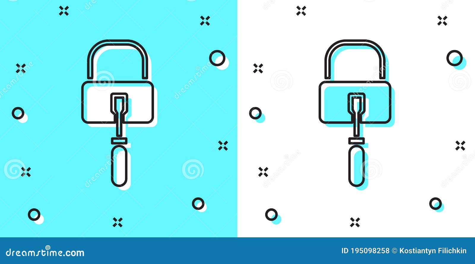 Black Line Lockpicks or Lock Picks for Lock Picking Icon Isolated on ...