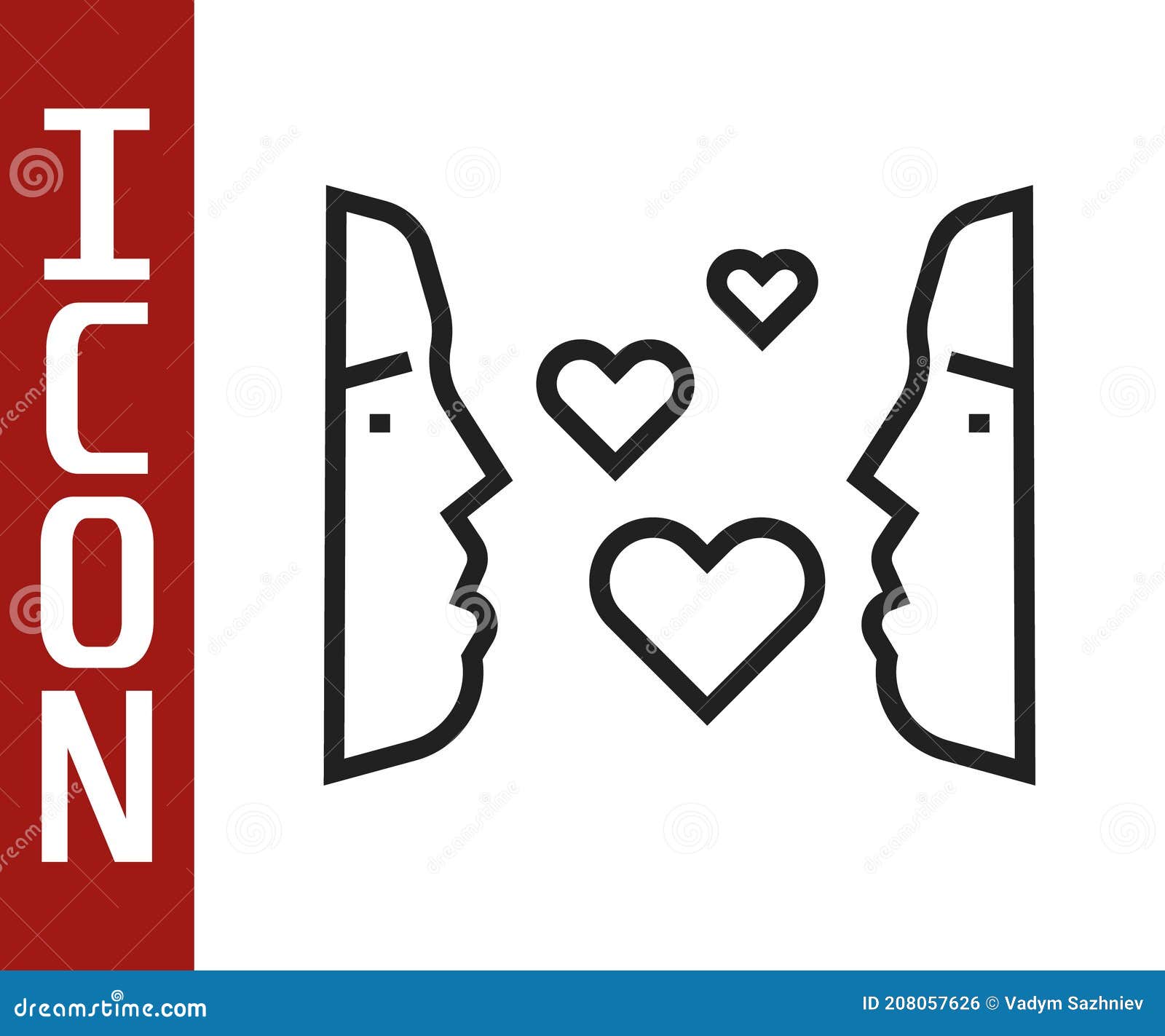 Black Line Love at First Sight Icon Isolated on White Background ...