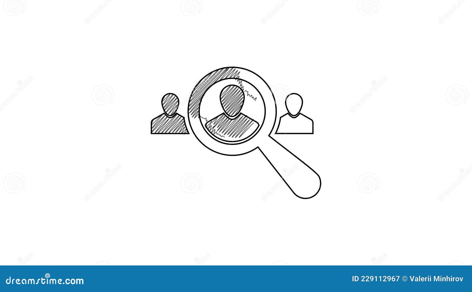 Black Line Magnifying Glass For Search A People Icon Isolated On White
