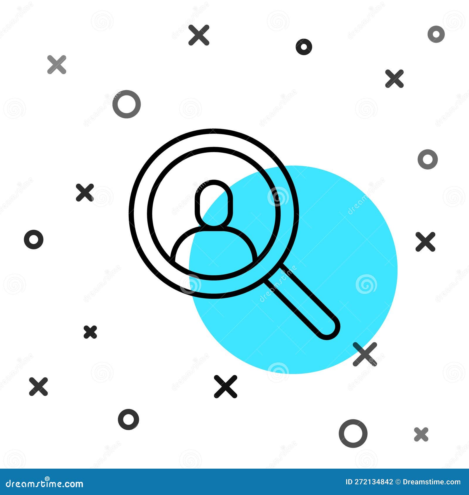 Black Line Magnifying Glass For Search A People Icon Isolated On White