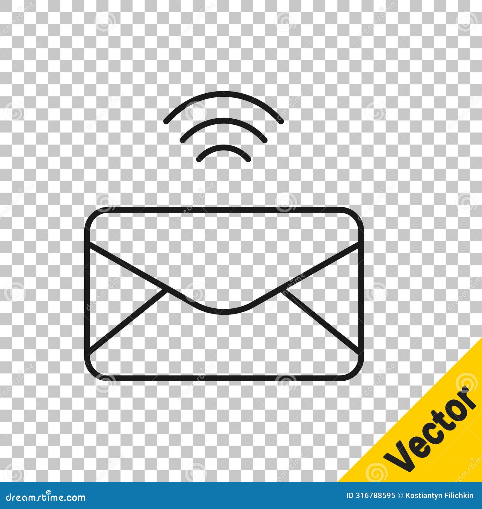 Black Line Mail And E-mail Icon Isolated On Transparent Background ...