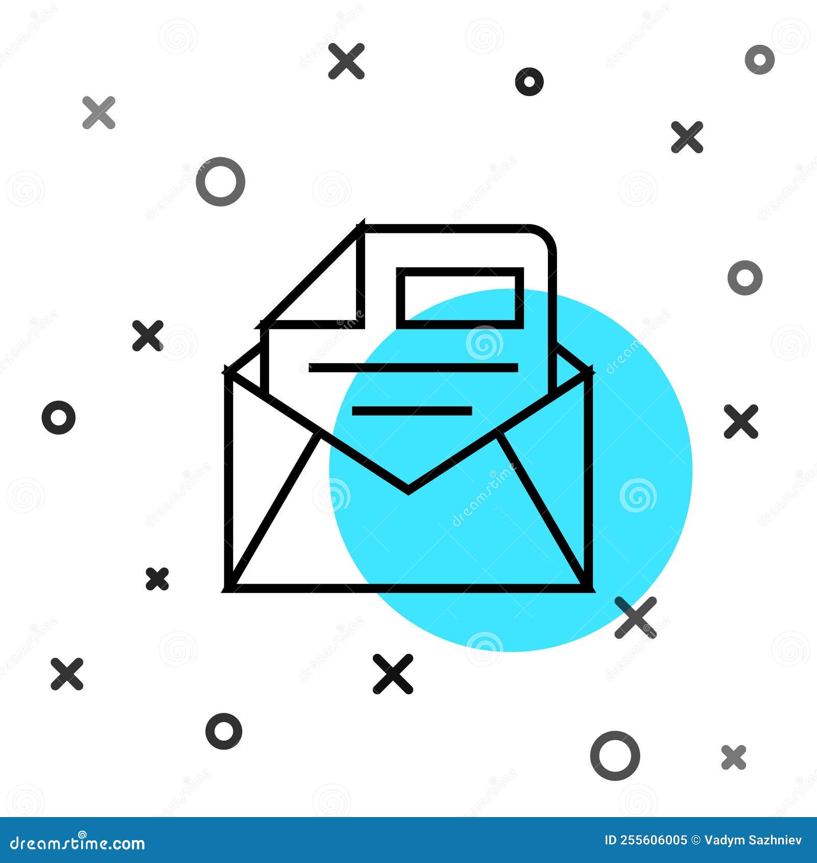 Black Line Mail and E-mail Icon Isolated on White Background. Envelope ...