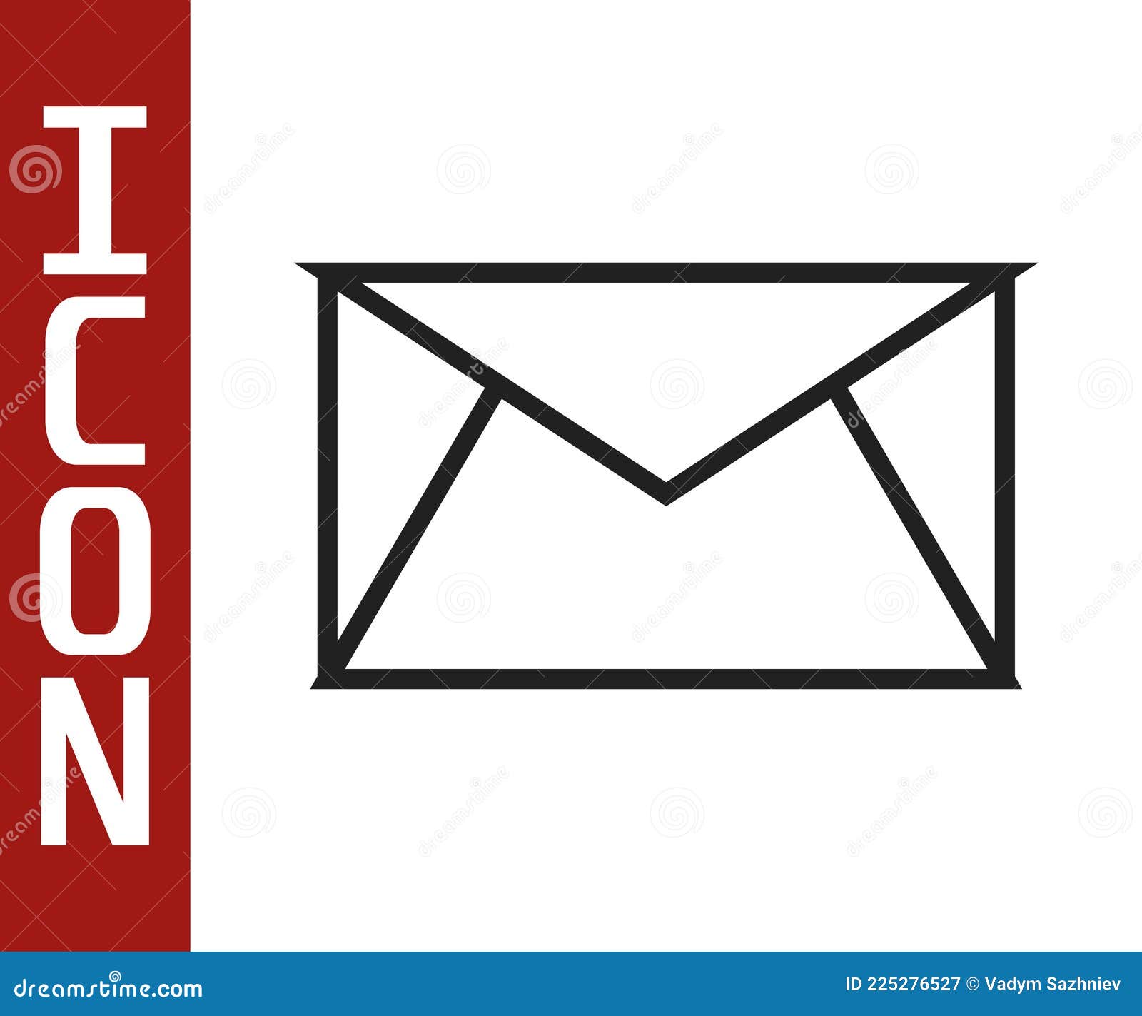 Black Line Mail and E-mail Icon Isolated on White Background. Envelope ...