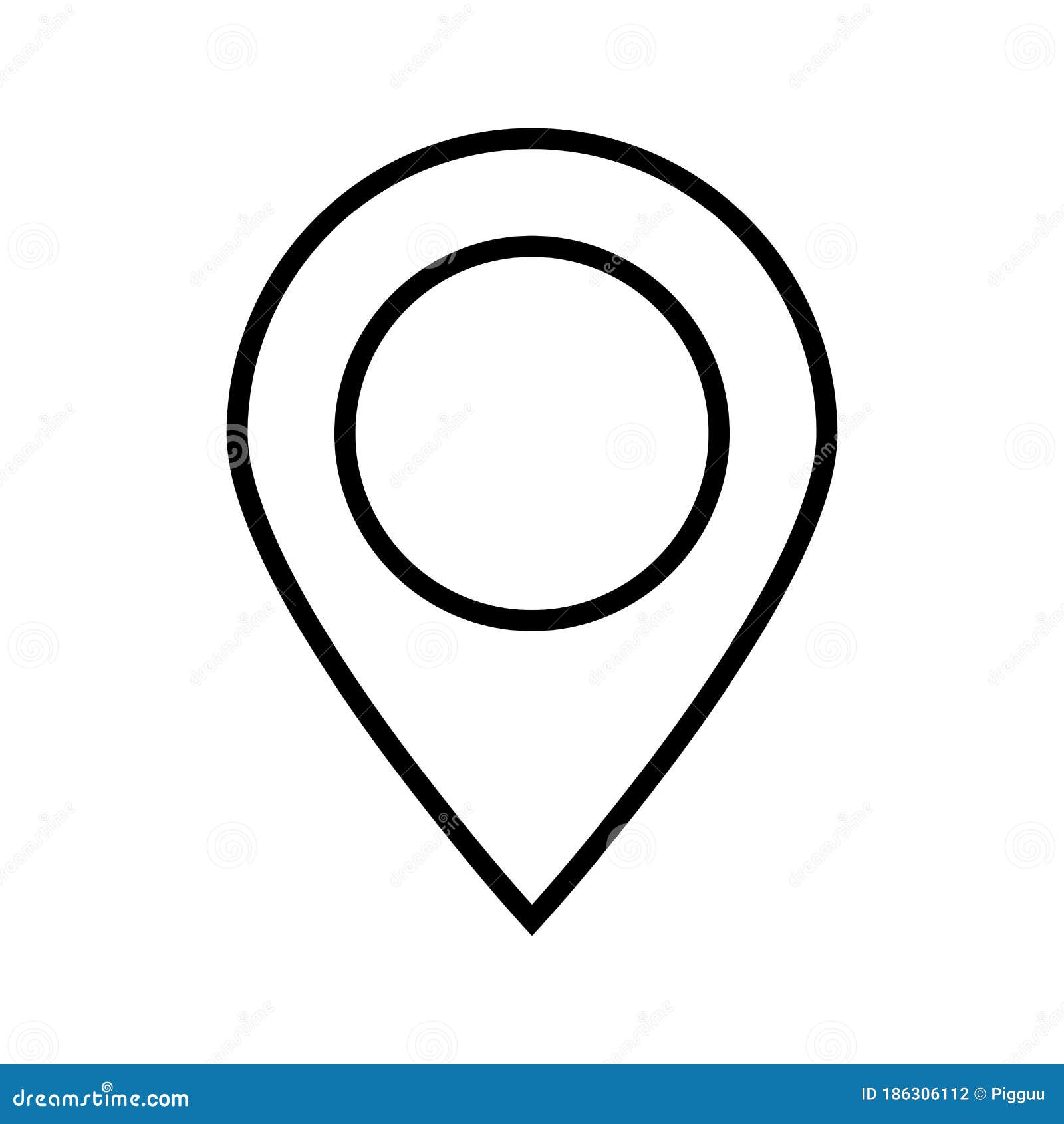 Black Line Map Location Pointer Symbol Isolated on White Background ...