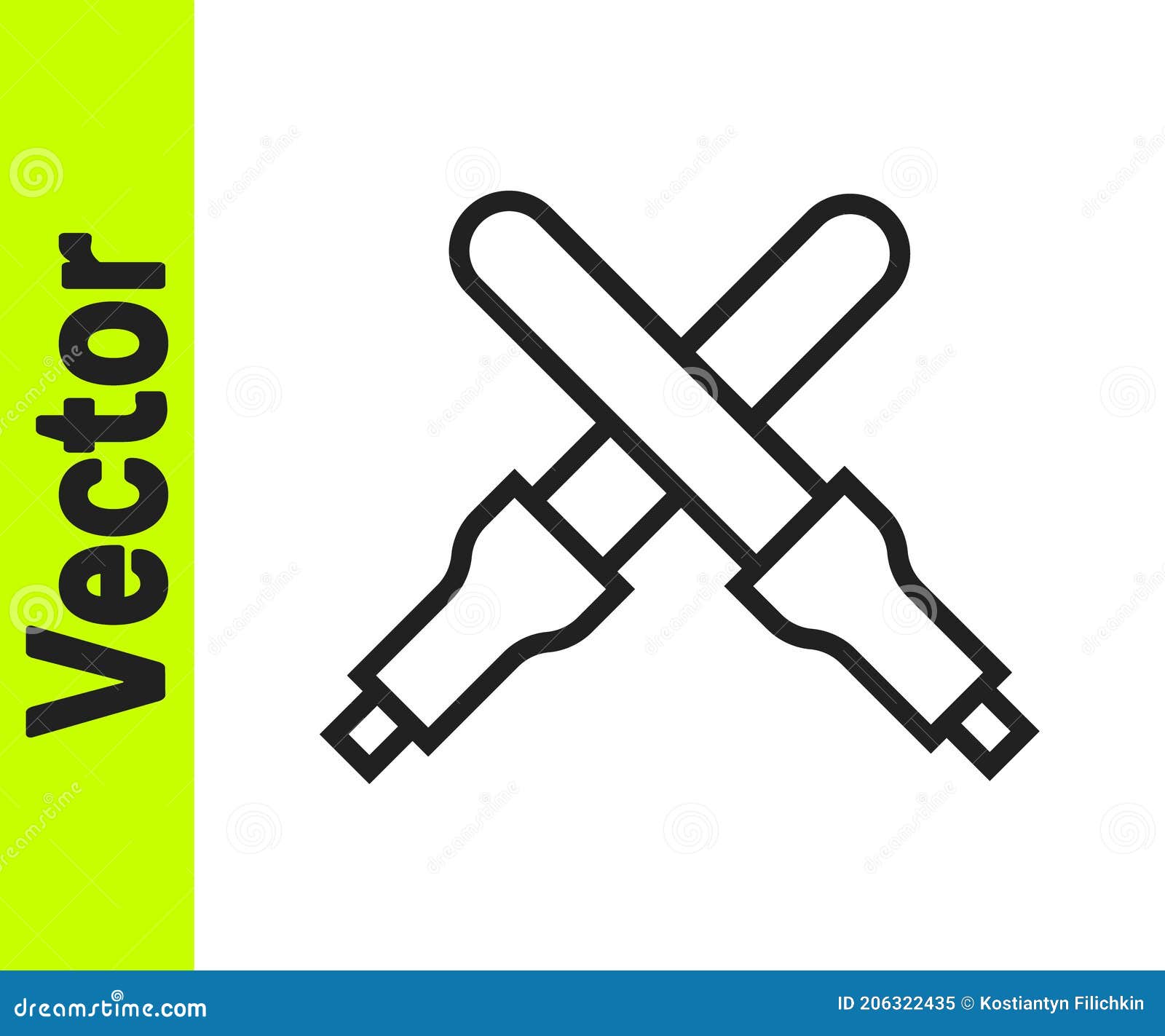 Black Line Marshalling Wands for the Aircraft Icon Isolated on White ...