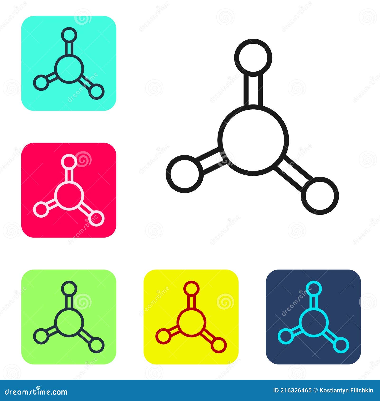 Black Line Molecule Icon Isolated on White Background. Structure of ...