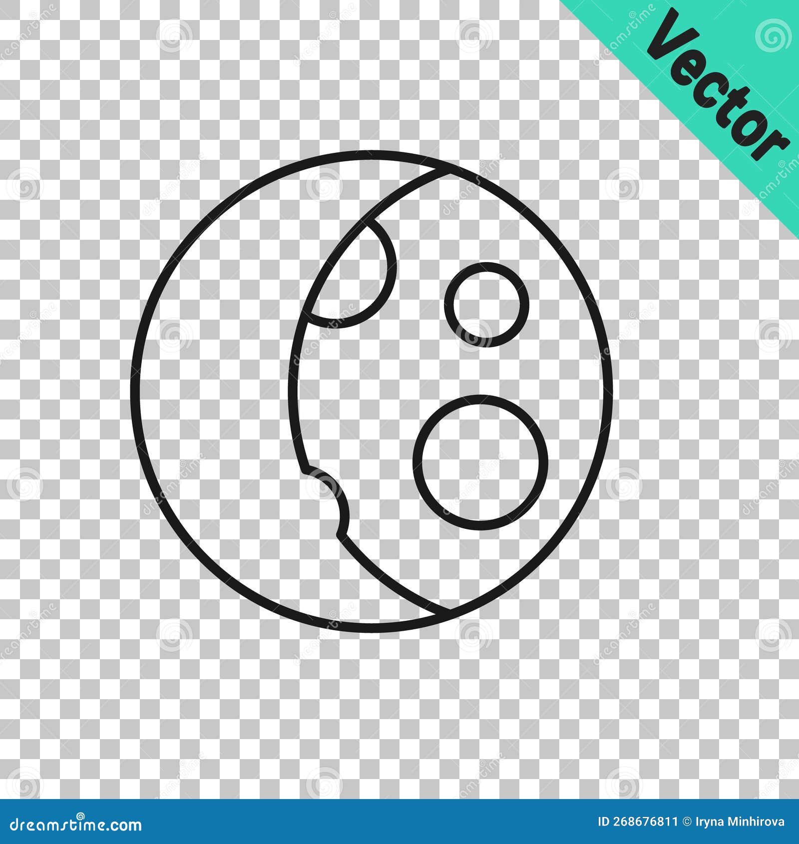 Black Line Moon Phases Icon Isolated on Transparent Background. Vector ...