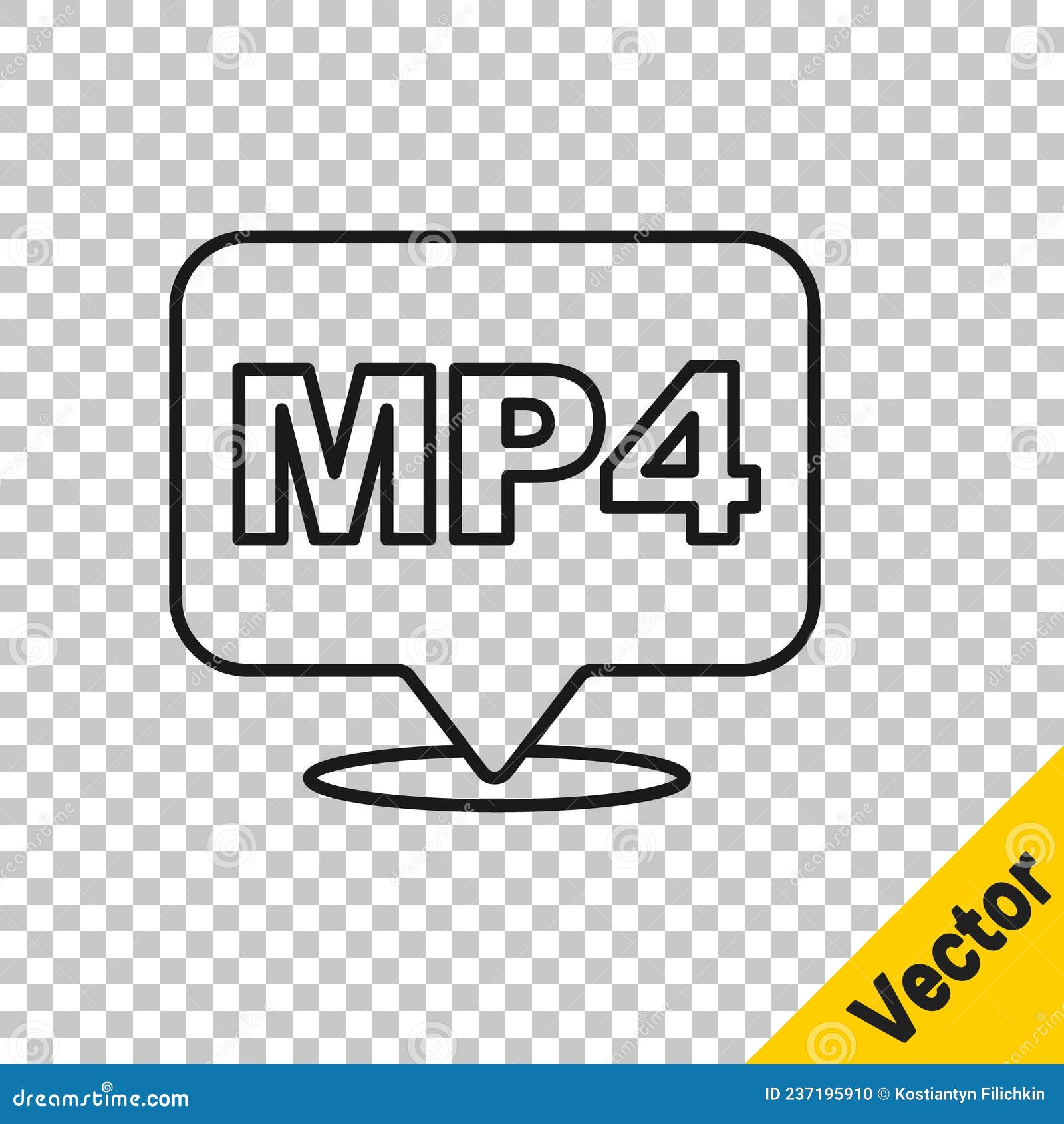 Black Line MP4 File Document. Download Mp4 Button Icon Isolated on ...