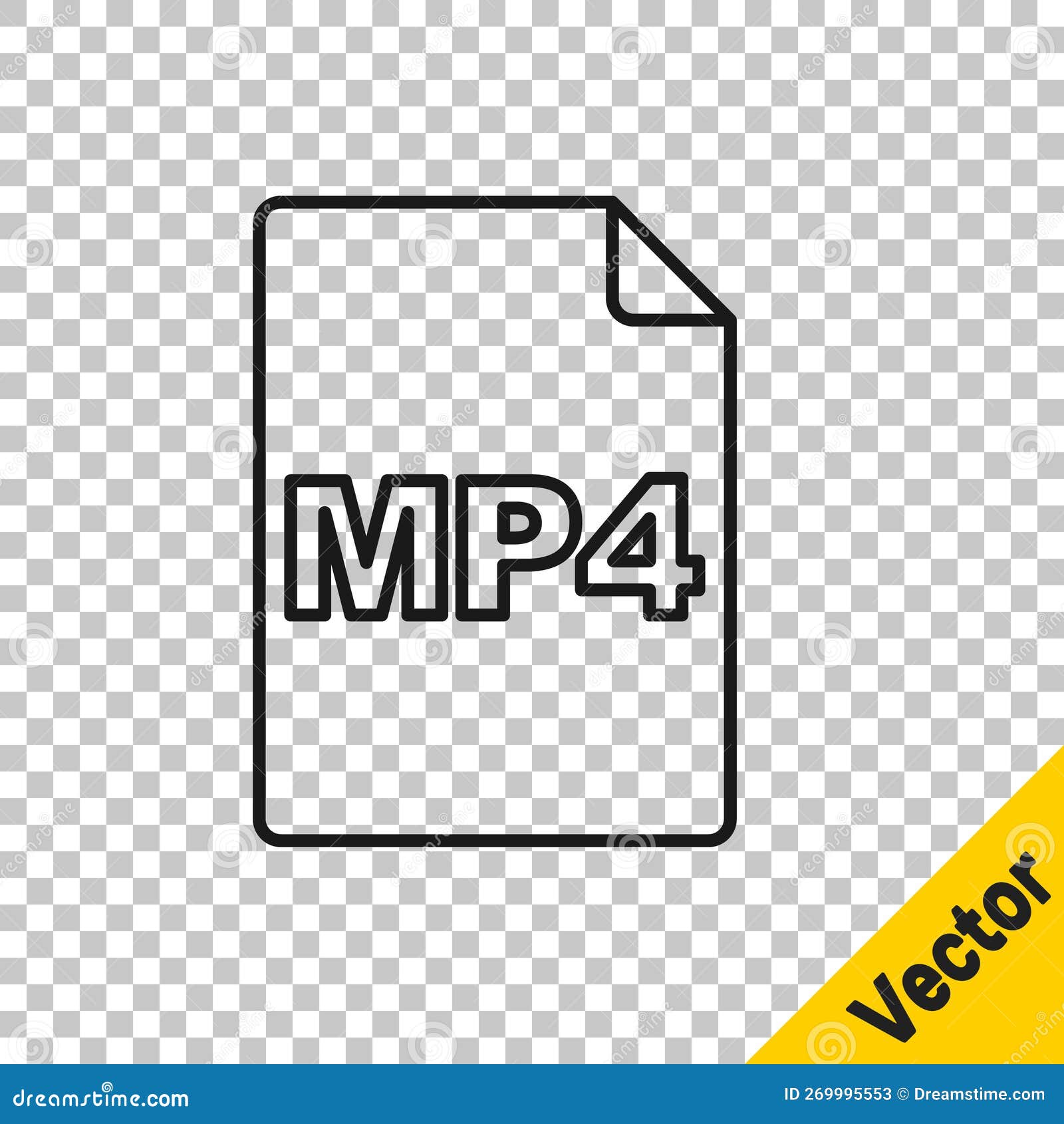 Black Line MP4 File Document. Download Mp4 Button Icon Isolated on ...