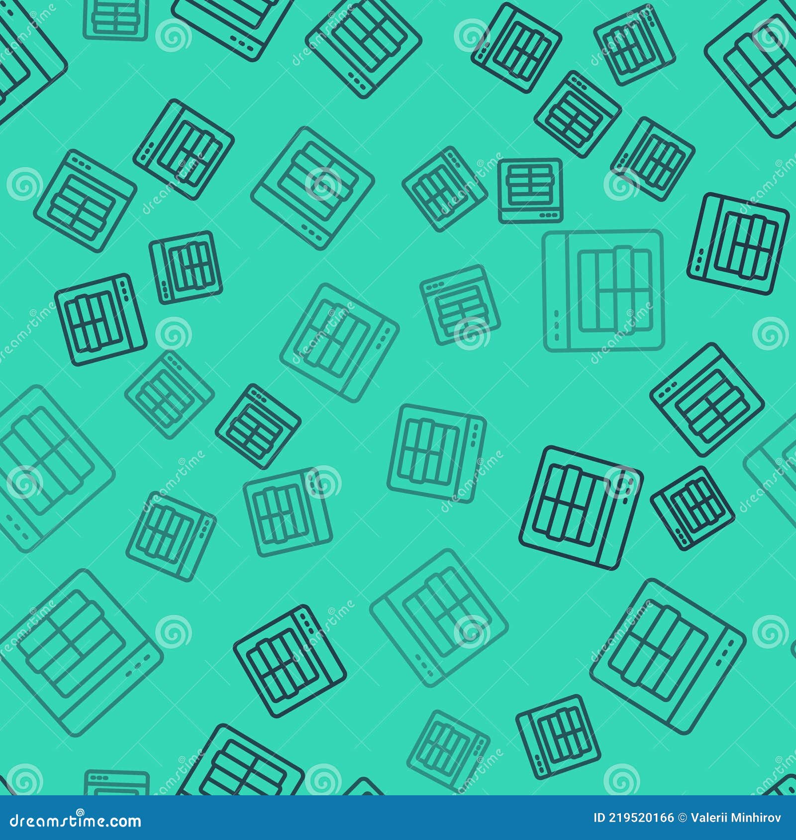 Black Line MySQL Code Icon Isolated Seamless Pattern on Green ...