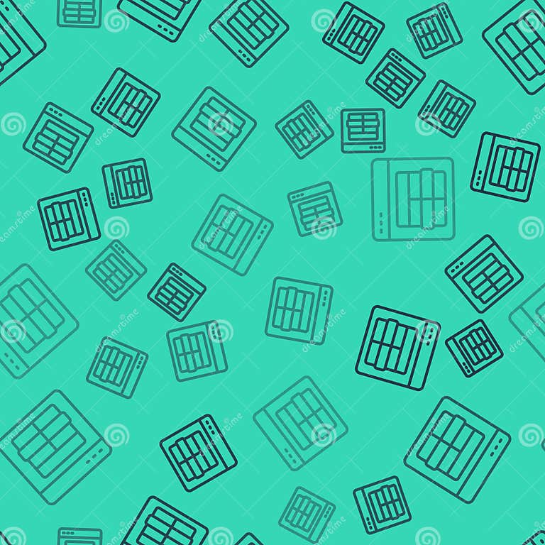 Black Line MySQL Code Icon Isolated Seamless Pattern on Green ...