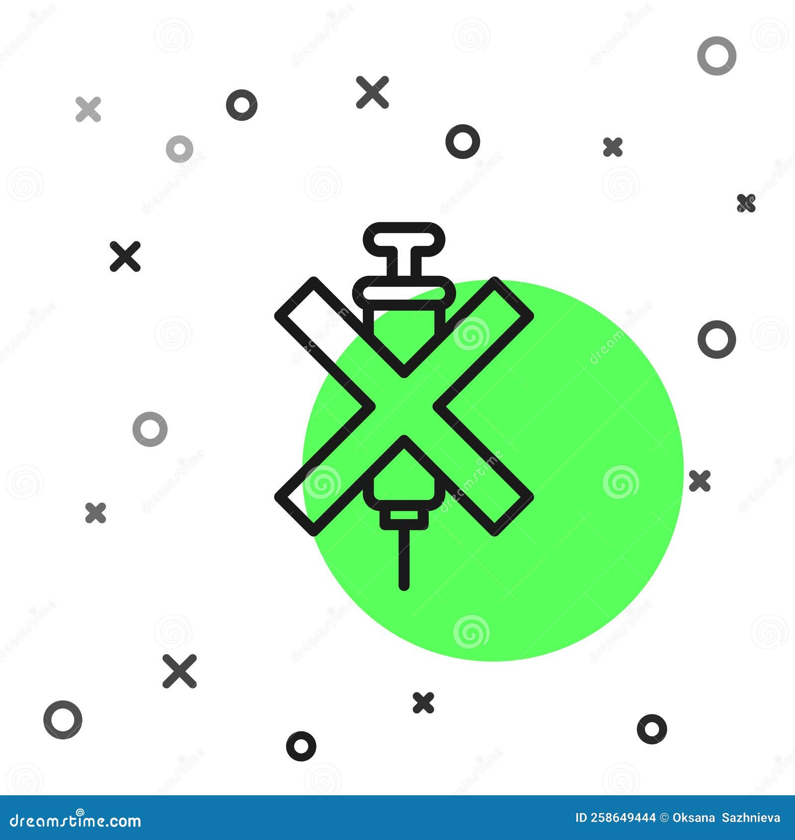 Black Line No Doping Syringe Icon Isolated on White Background. Vector ...