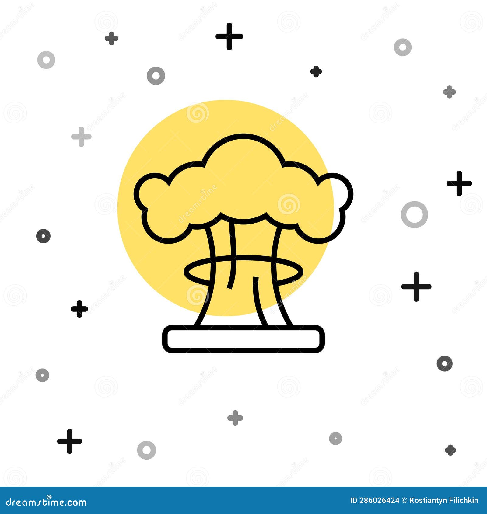 Black Line Nuclear Explosion Icon Isolated on White Background. Atomic ...