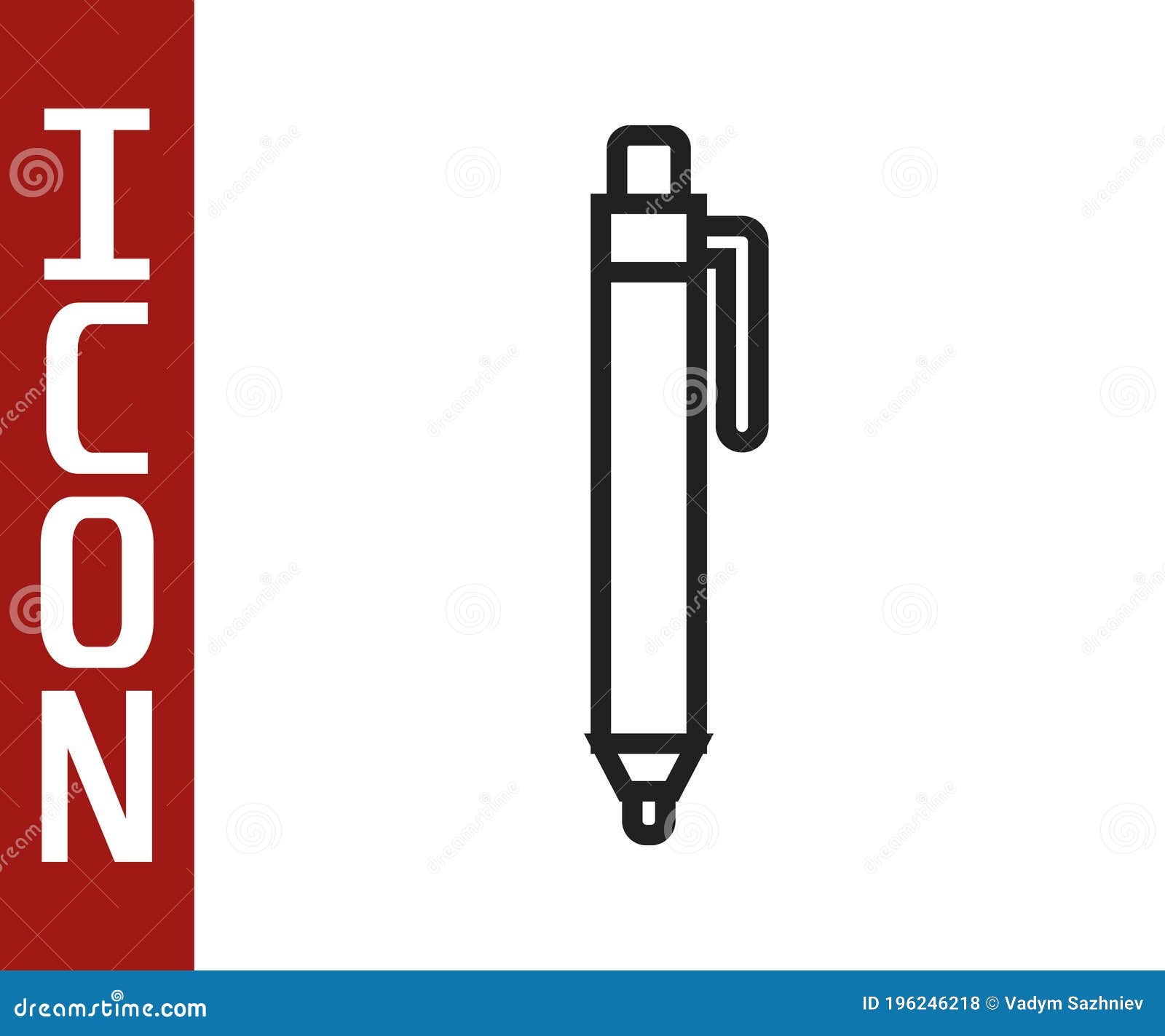 Black Line Pen Icon Isolated on White Background. Vector Stock Vector ...