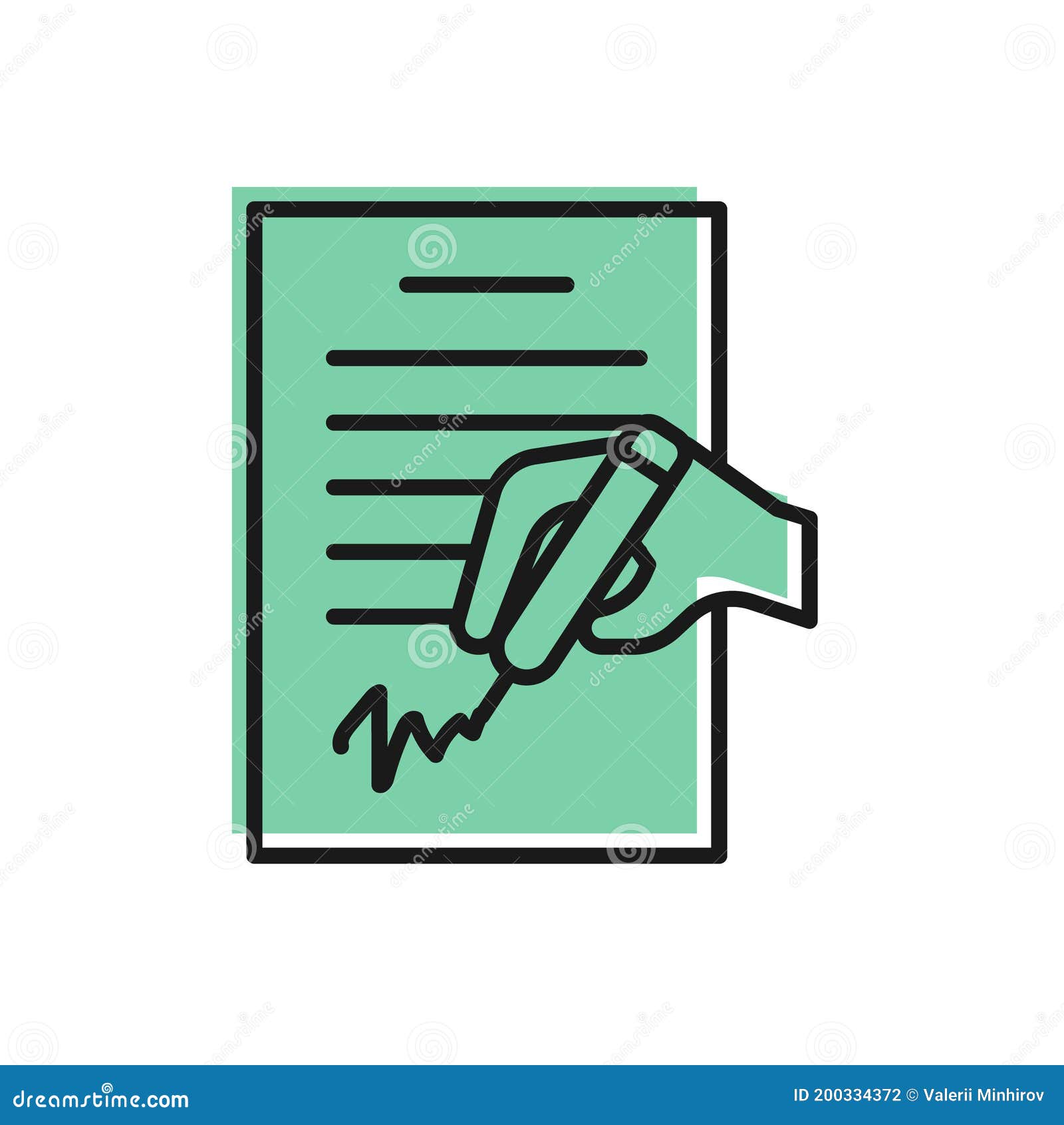 Black Line Petition Icon Isolated on White Background. Vector Stock Vector - Illustration of ...