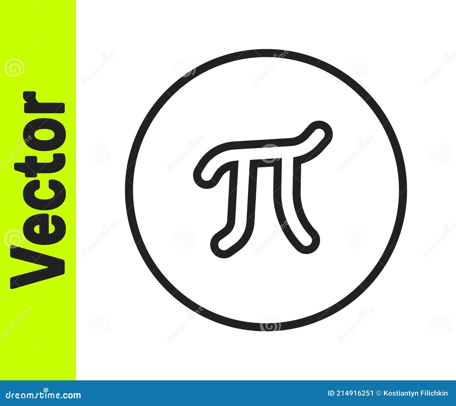 Black Line Pi Symbol Icon Isolated on White Background. Vector Stock ...