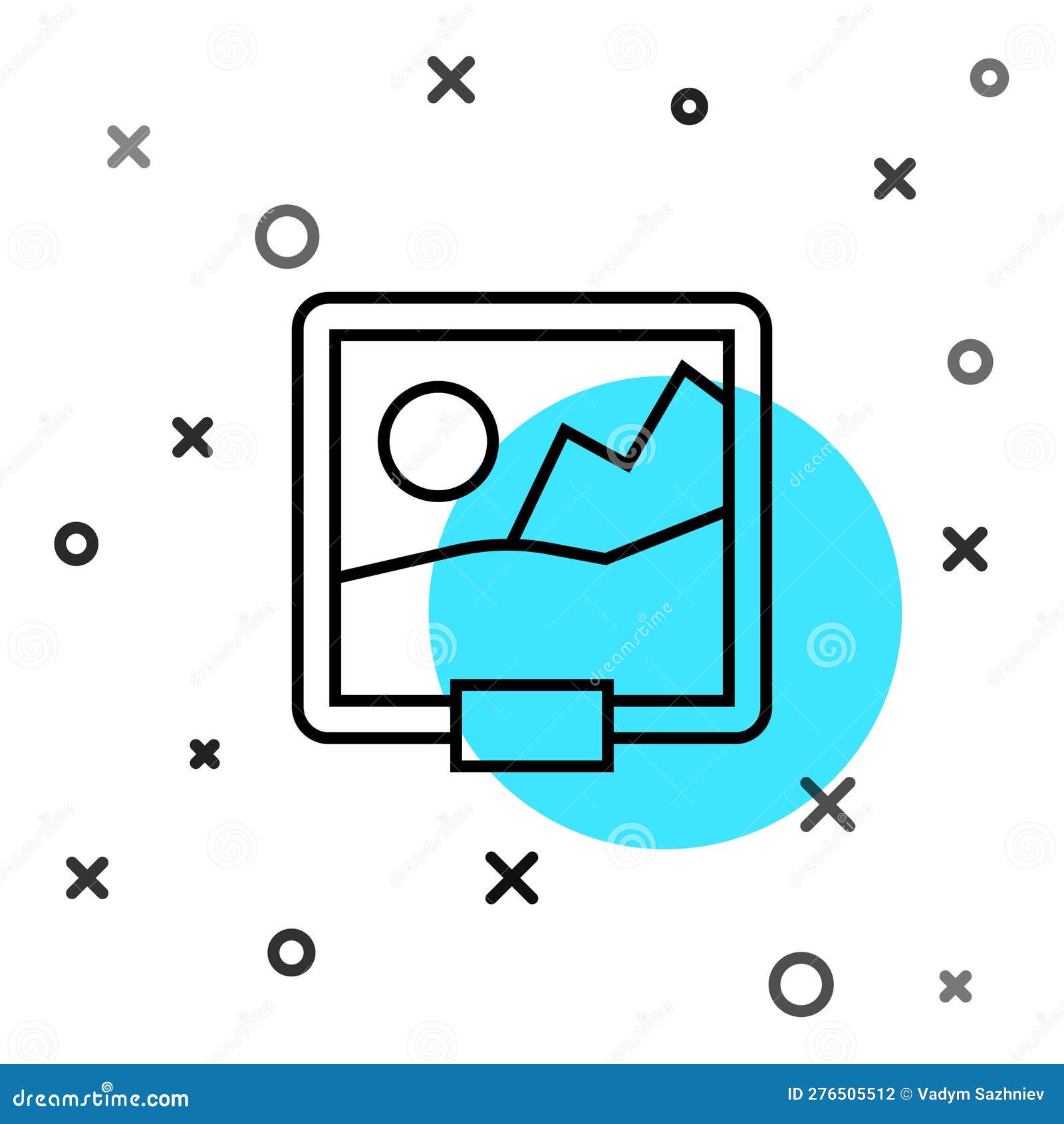 Black Line Picture Icon Isolated on White Background. Random Dynamic Shapes Stock Vector ...