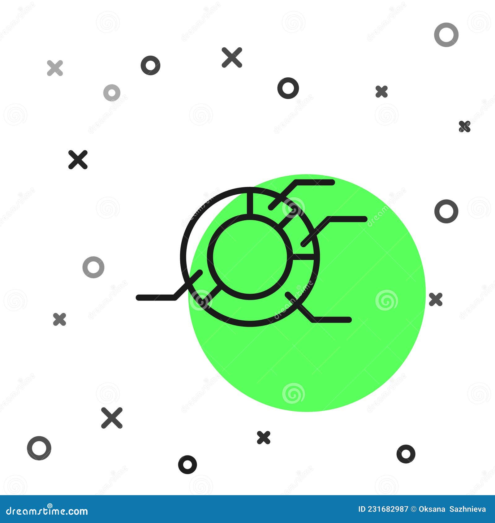 Black Line Pie Chart Infographic Icon Isolated on White Background ...