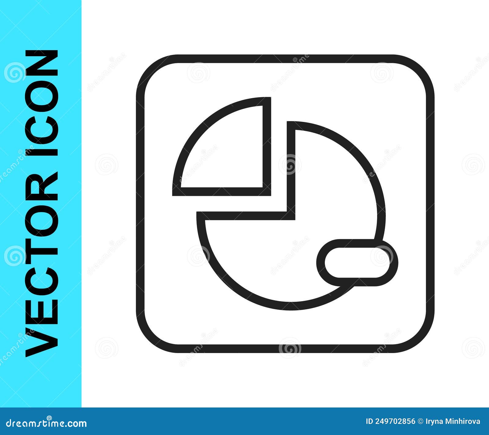 Black Line Pie Chart Infographic Icon Isolated on White Background ...