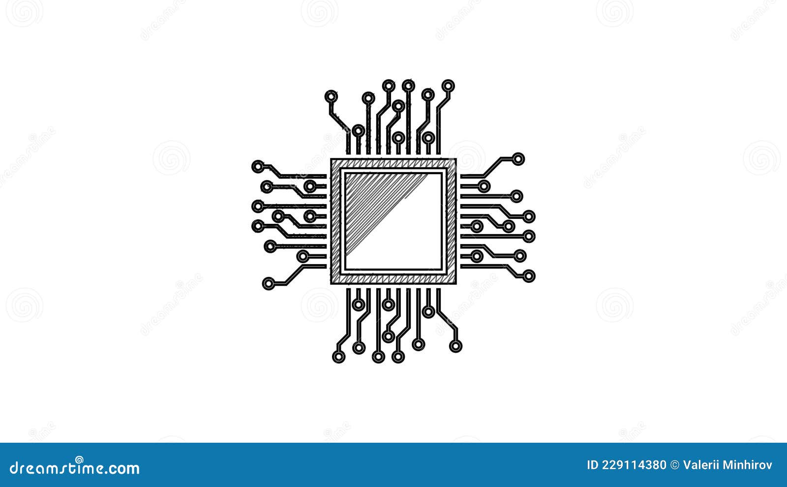 Black Line Processor Icon Isolated On White Background Cpu Central Processing Unit Microchip