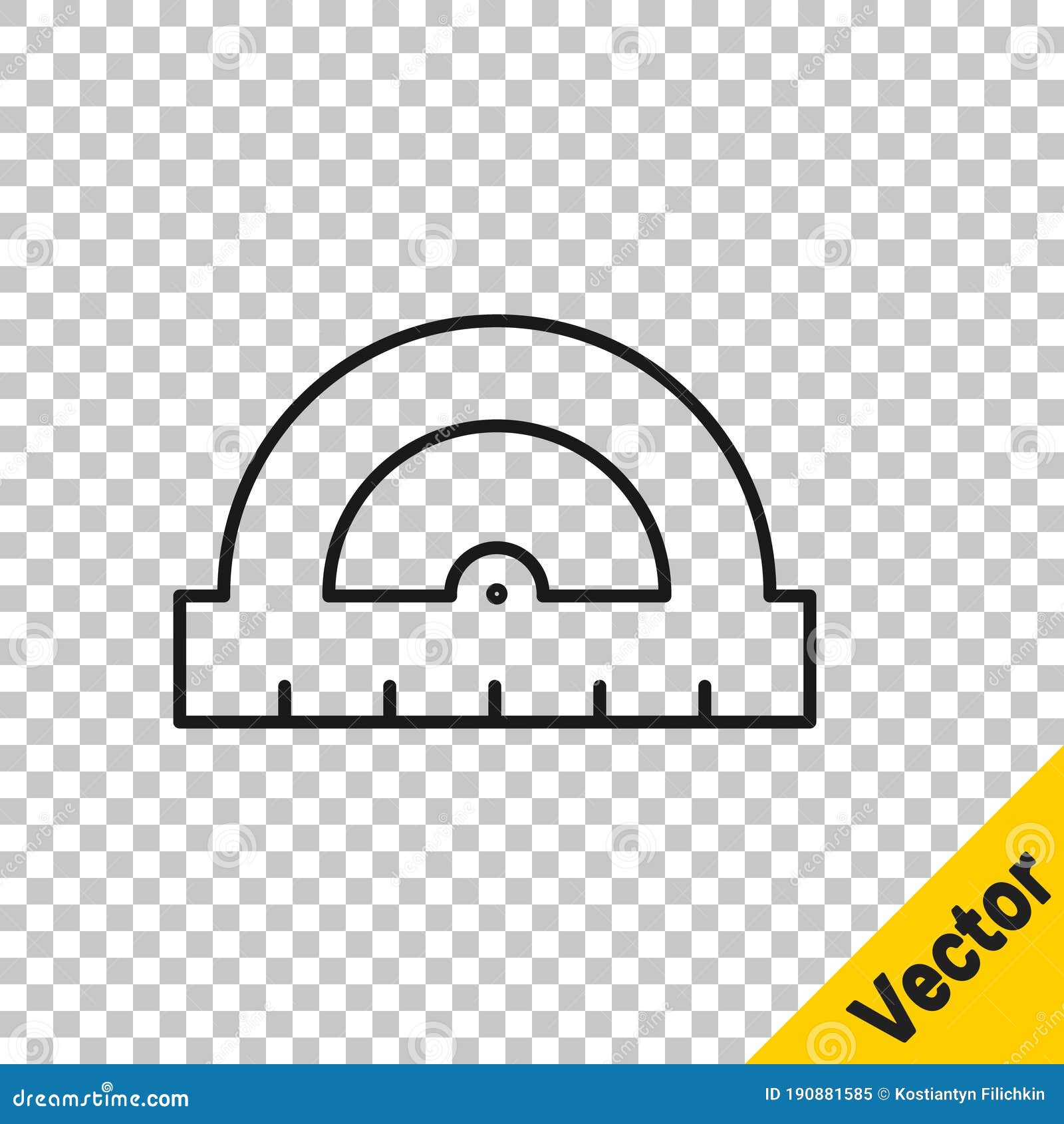 Black Line Protractor Grid For Measuring Degrees Icon Isolated On ...