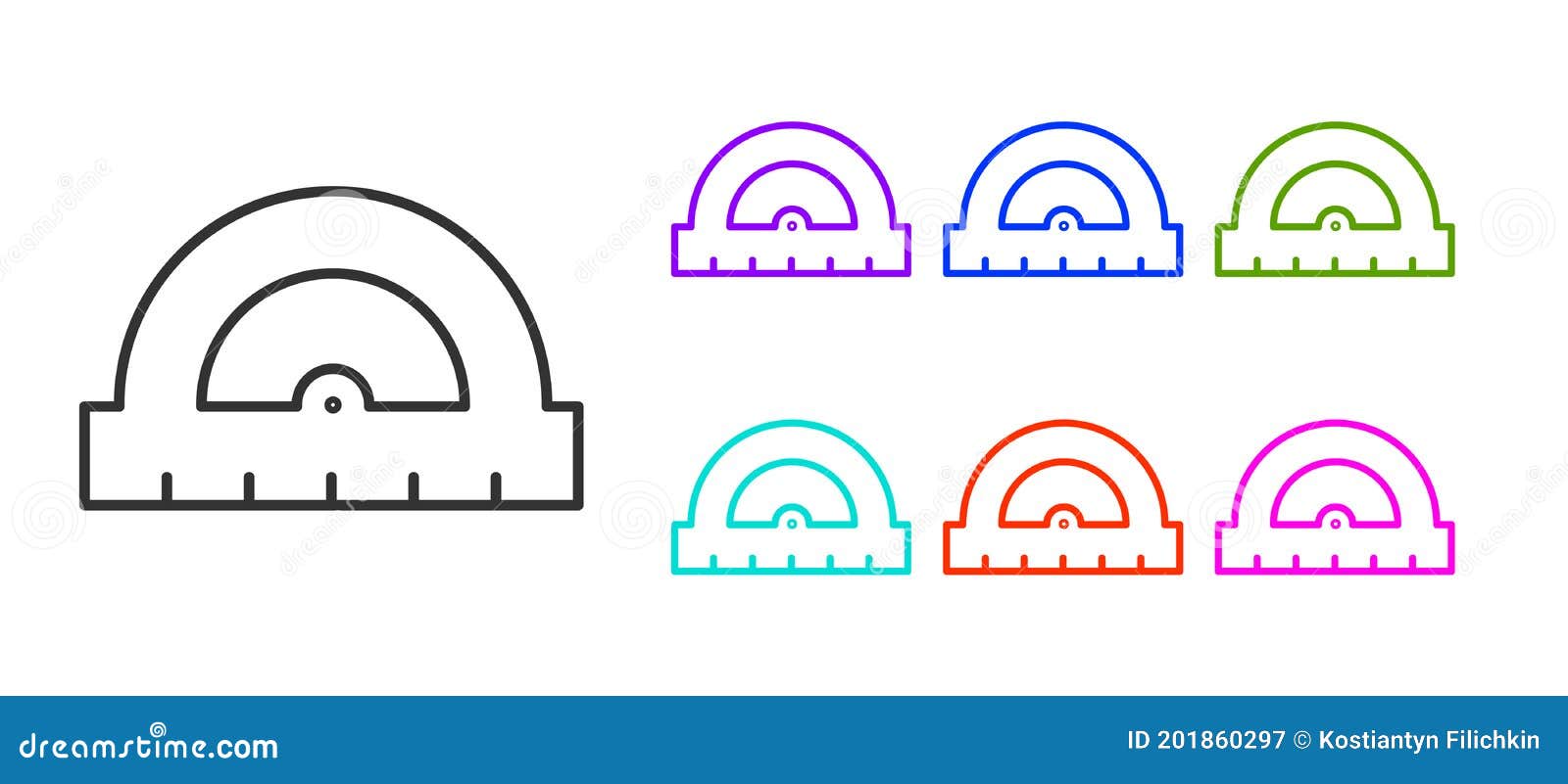 Black Line Protractor Grid for Measuring Degrees Icon Isolated on White ...