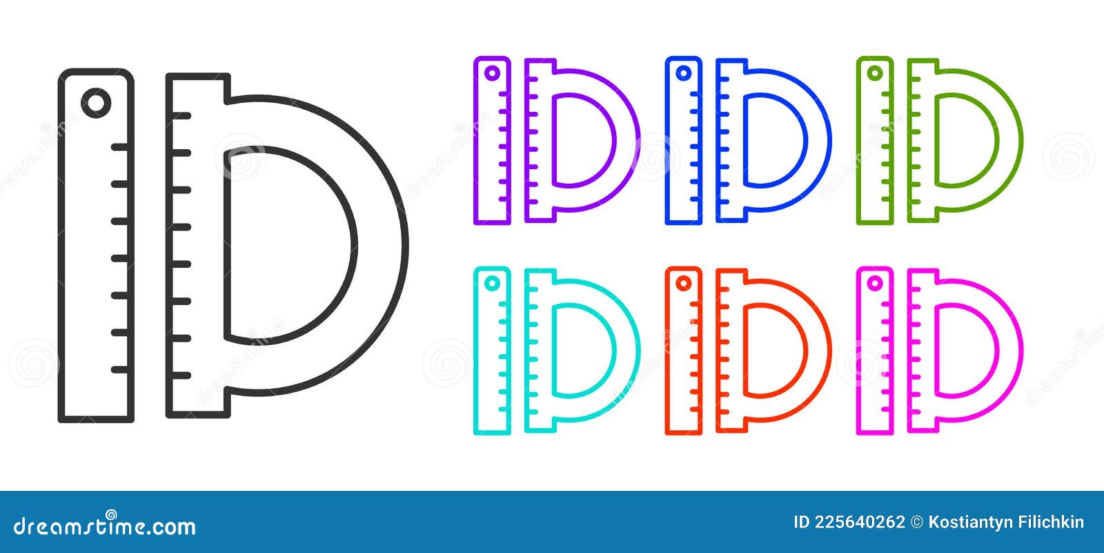 Black Line Protractor Grid for Measuring Degrees Icon Isolated on White ...