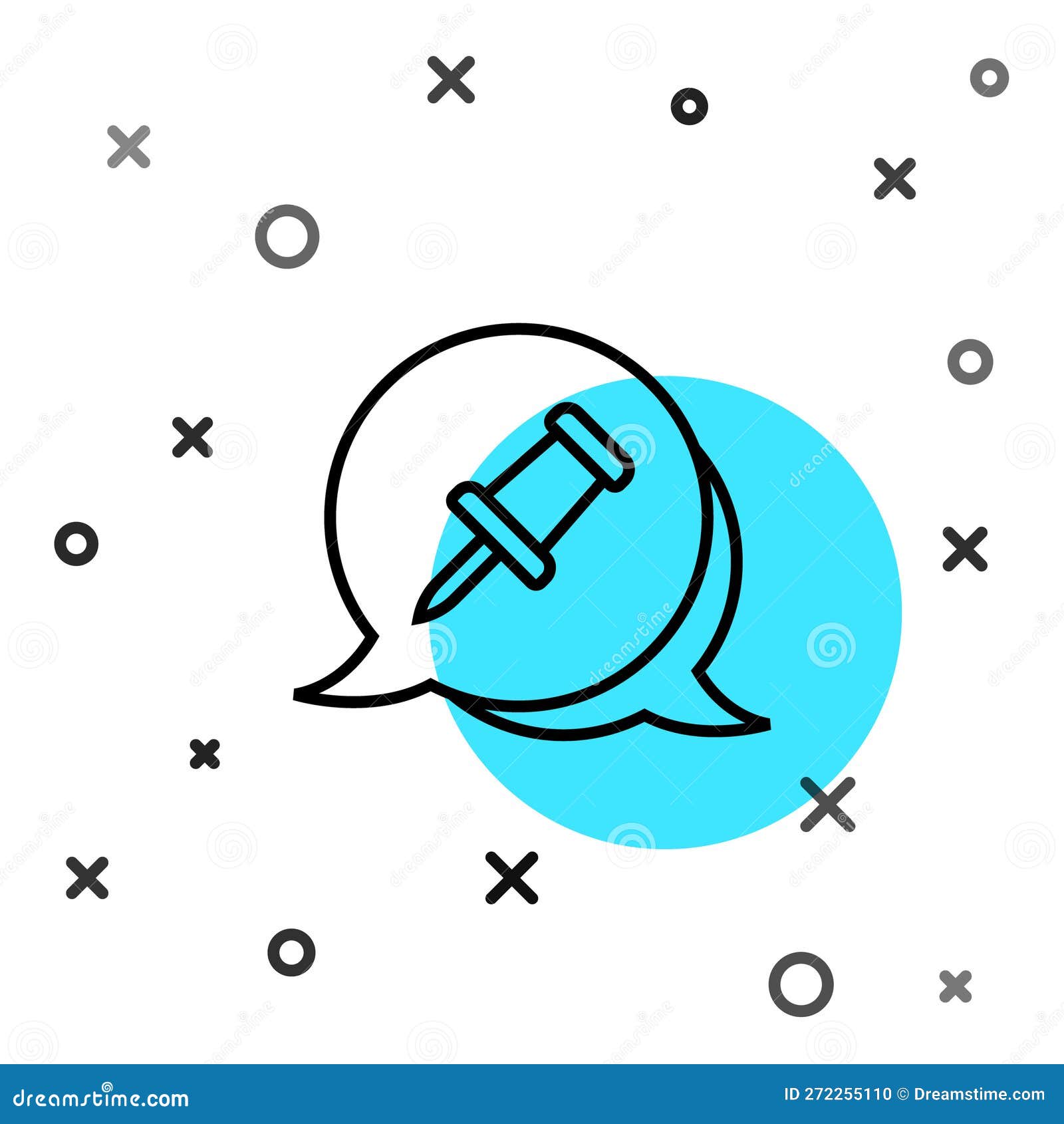 Black Line Push Pin Icon Isolated on White Background. Thumbtacks Sign ...