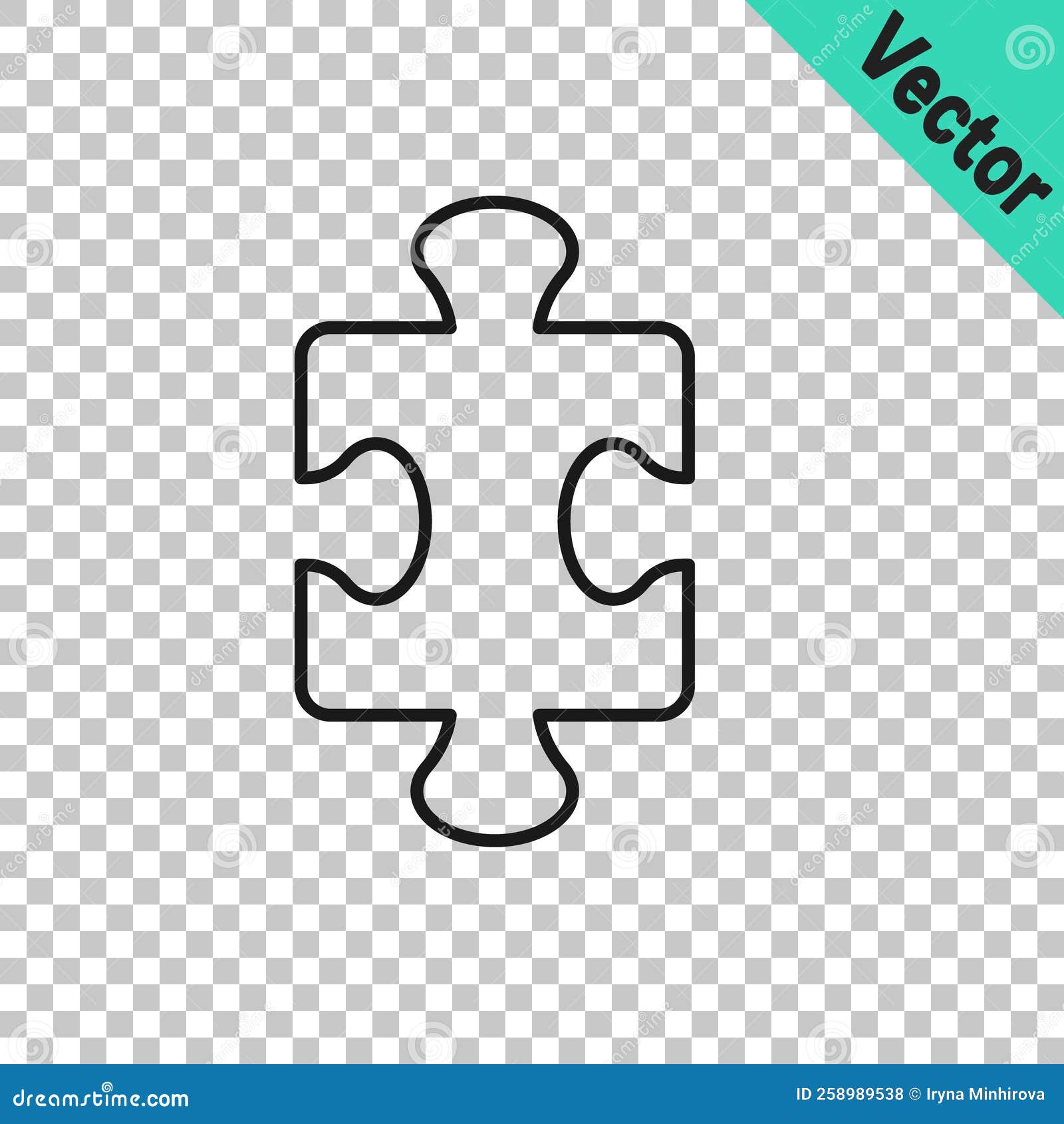 Black Line Puzzle Pieces Toy Icon Isolated on Transparent Background ...