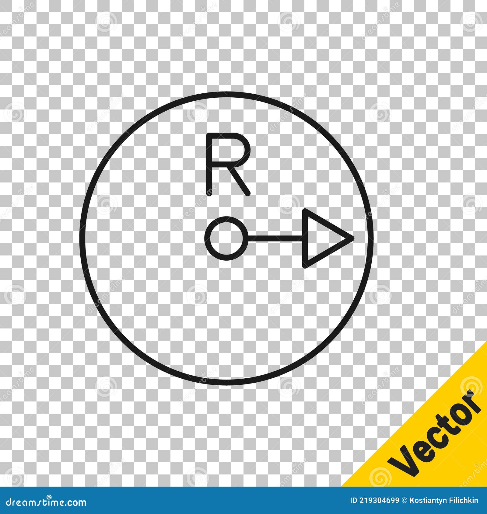 Black Line Radius Icon Isolated on Transparent Background. Vector Stock ...