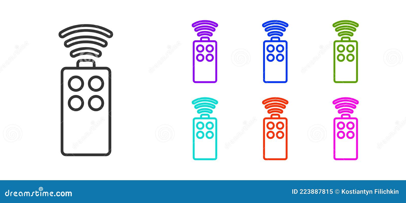 Black Line Remote Control for the Camera Icon Isolated on White ...