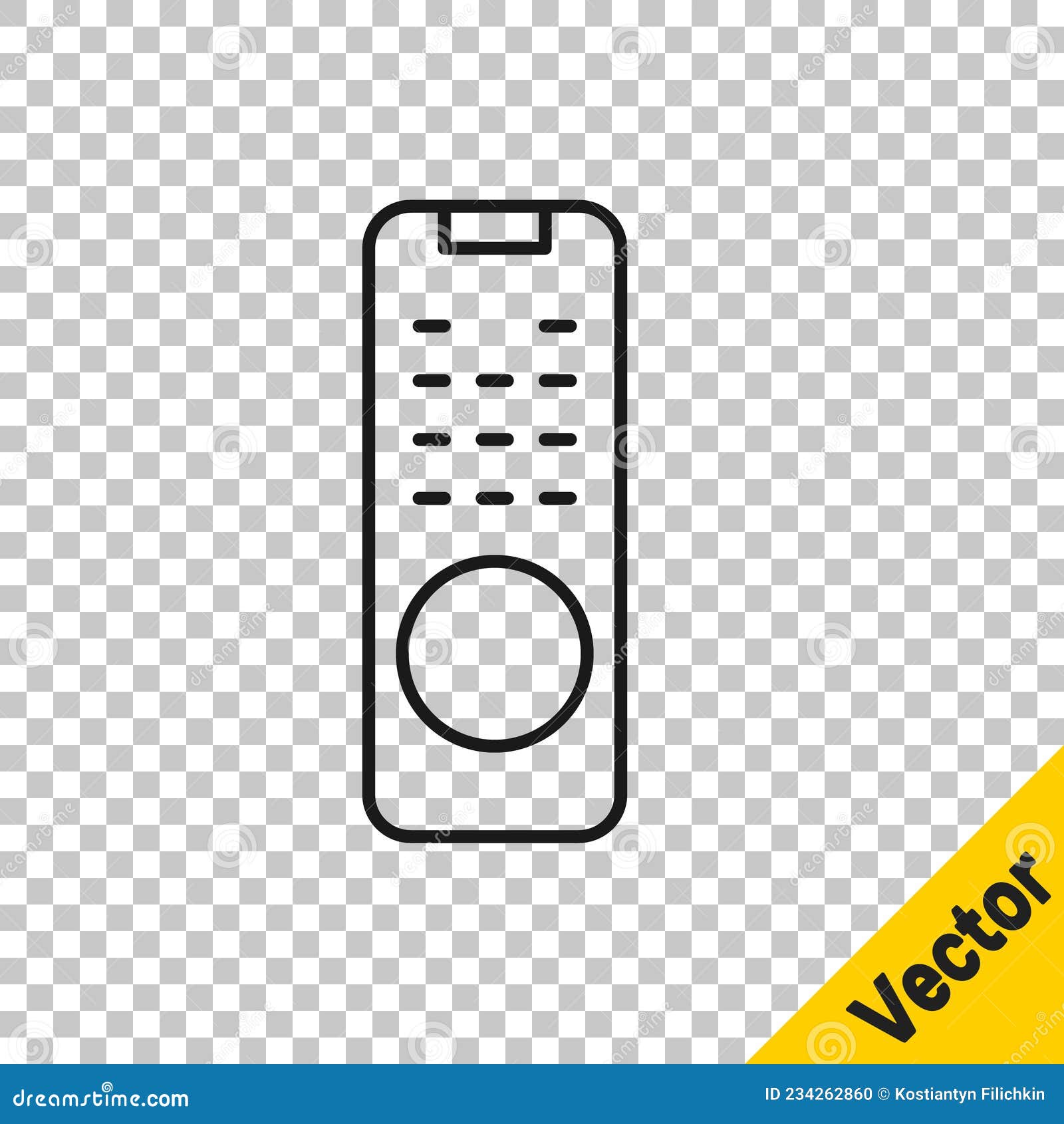 Black Line Remote Control Icon Isolated on Transparent Background ...