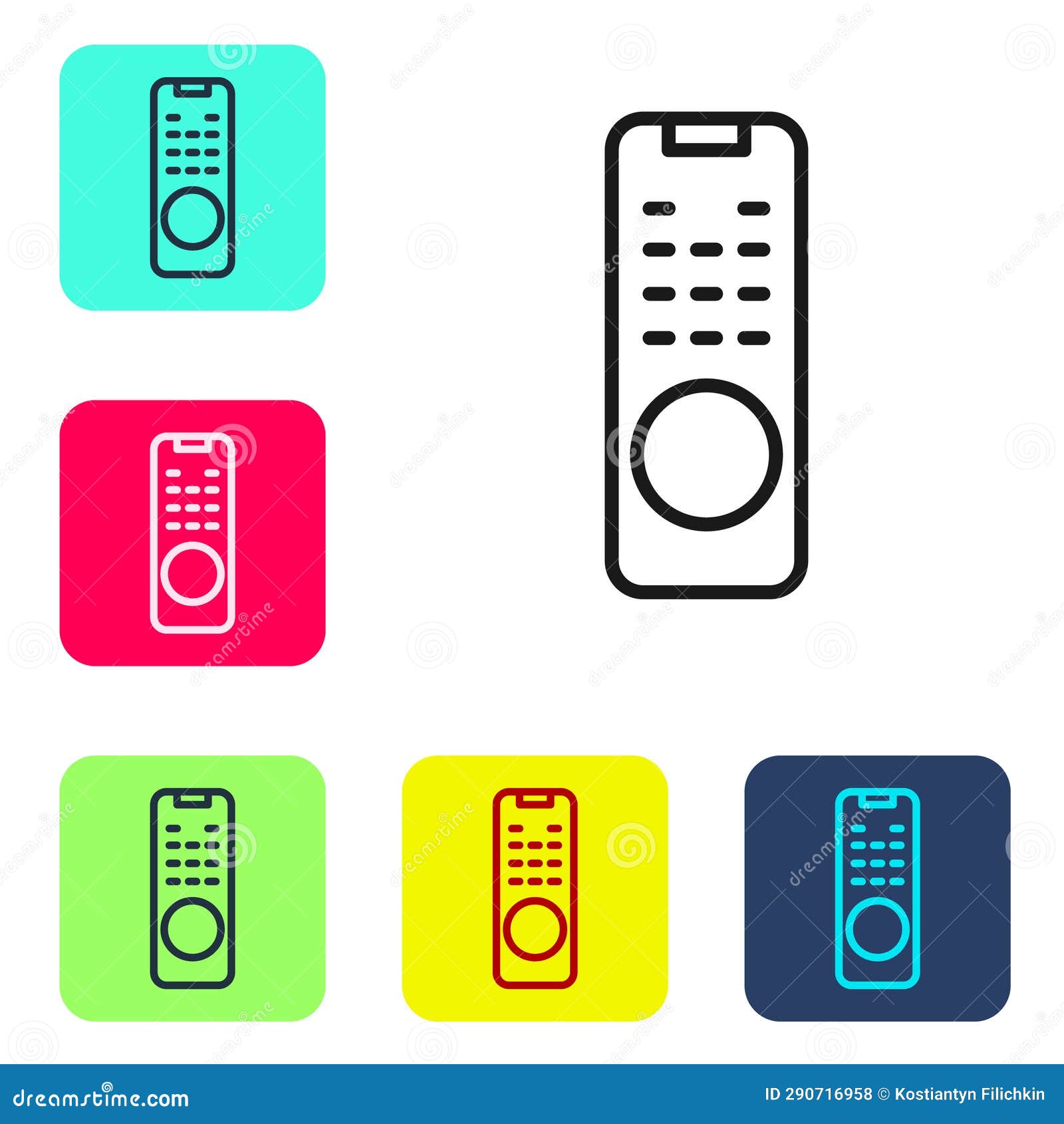 Black Line Remote Control Icon Isolated on White Background. Set Icons ...