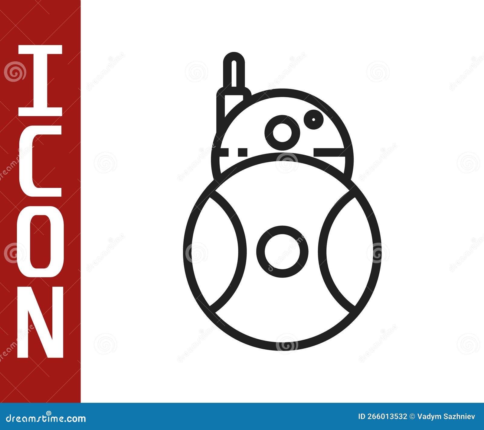 Black Line Robot Icon Isolated on White Background. Vector Stock Vector ...