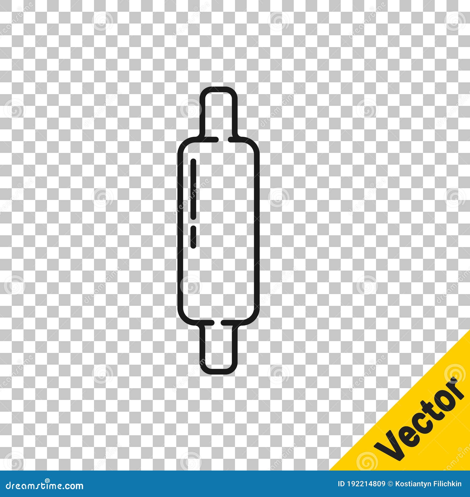 Black Line Rolling Pin Icon Isolated on Transparent Background. Vector ...
