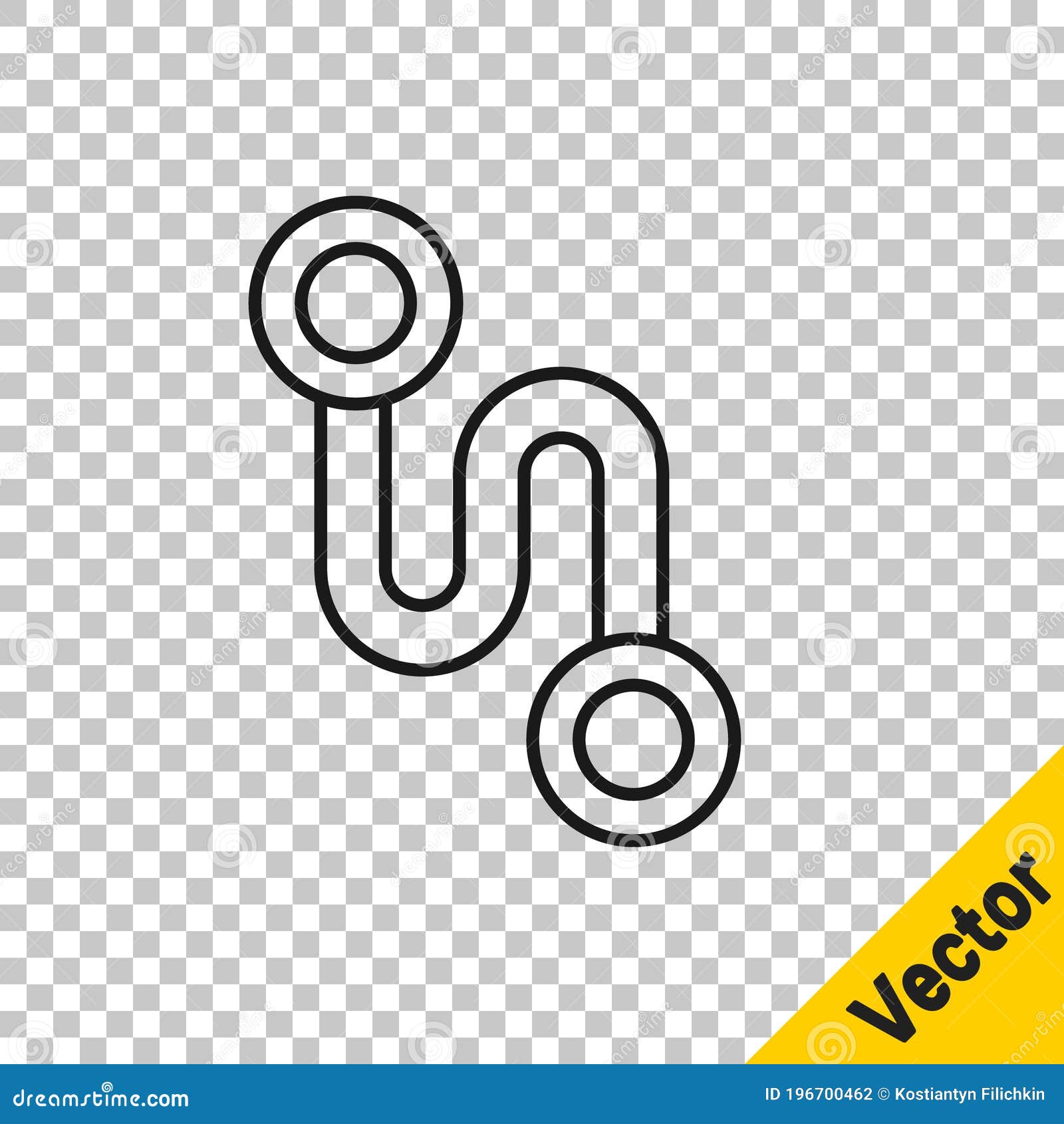 Black Line Route Location Icon Isolated on Transparent Background. Map ...