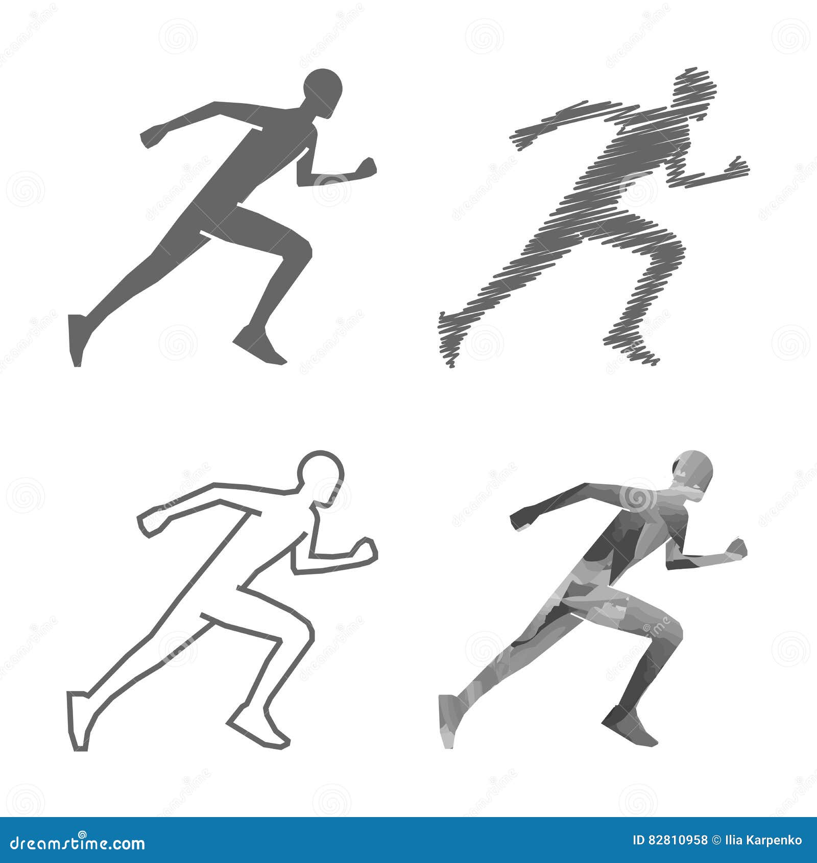 Black Line Runner Figure on White Background Stock Illustration ...