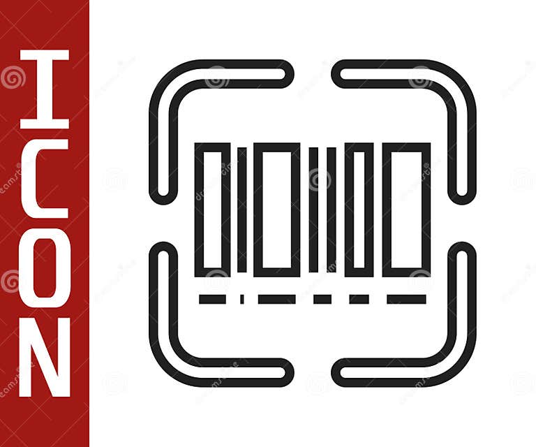 Black Line Scanner Scanning Bar Code Icon Isolated on White Background ...