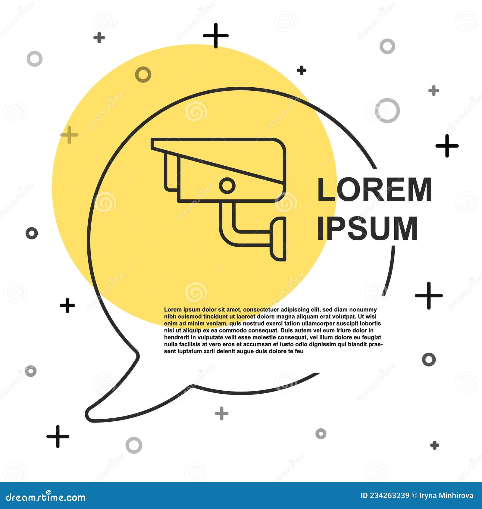 Black Line Security Camera Icon Isolated on White Background. Random ...