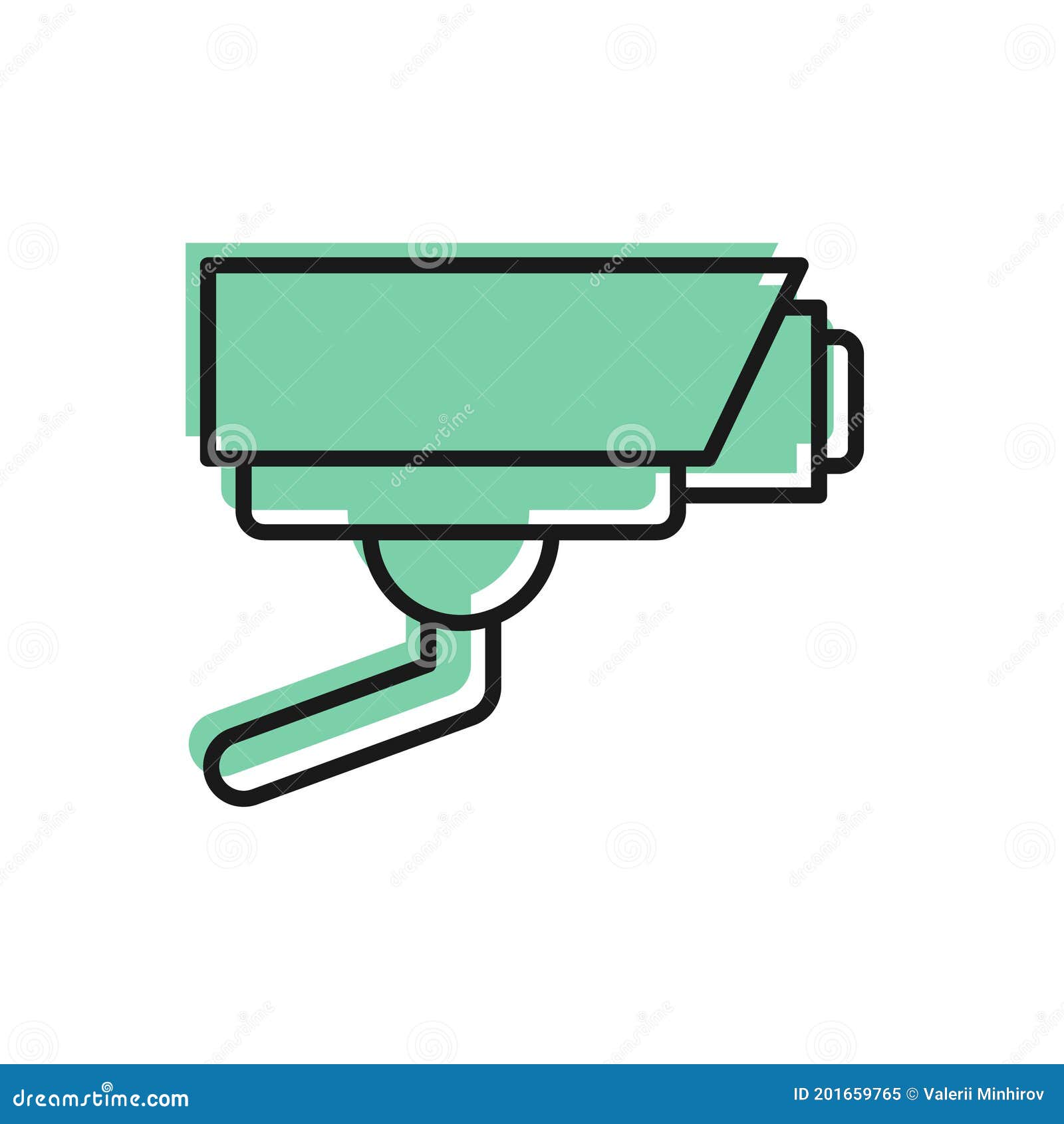 Black Line Security Camera Icon Isolated on White Background. Vector ...