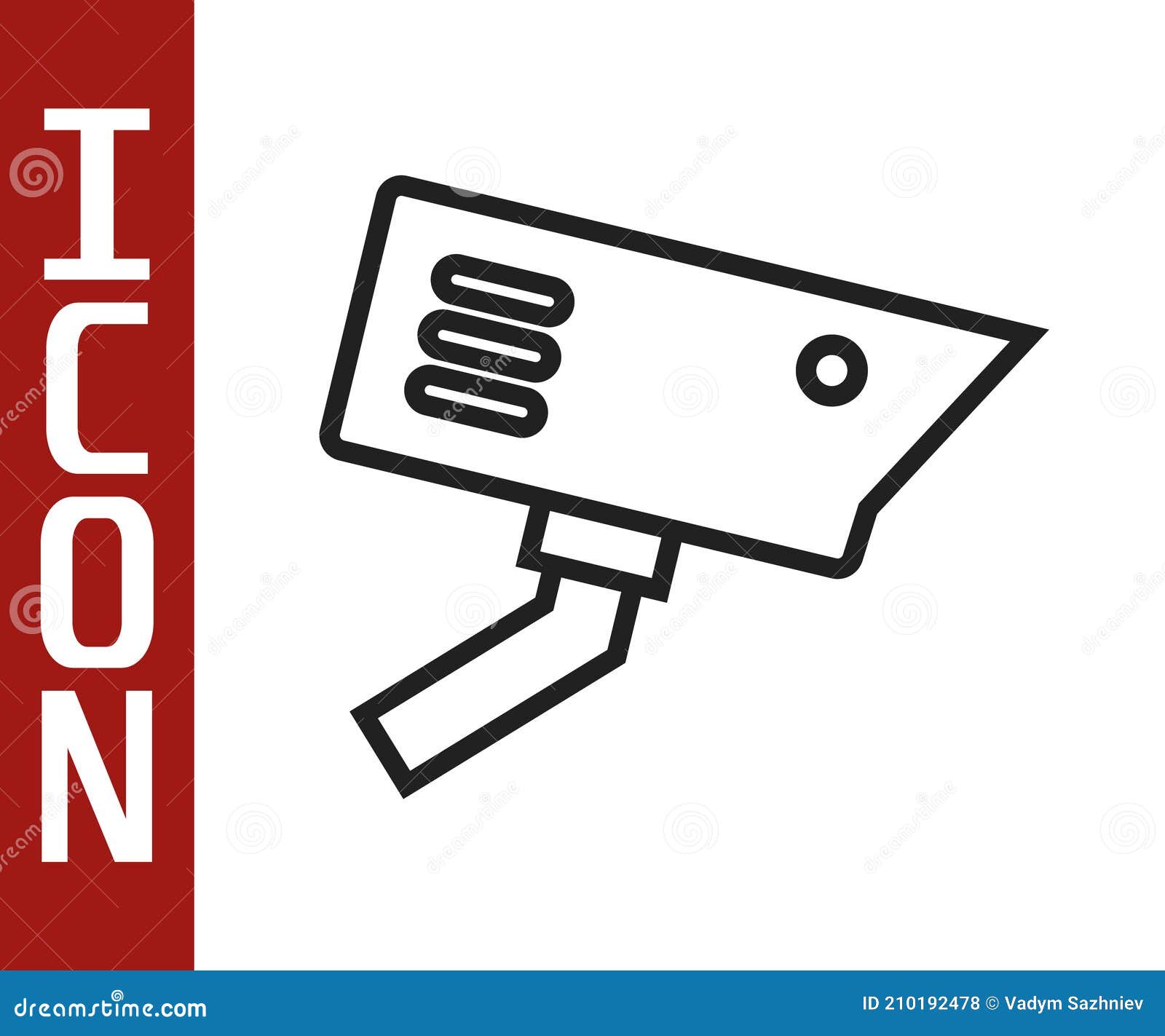 Black Line Security Camera Icon Isolated on White Background. Vector ...